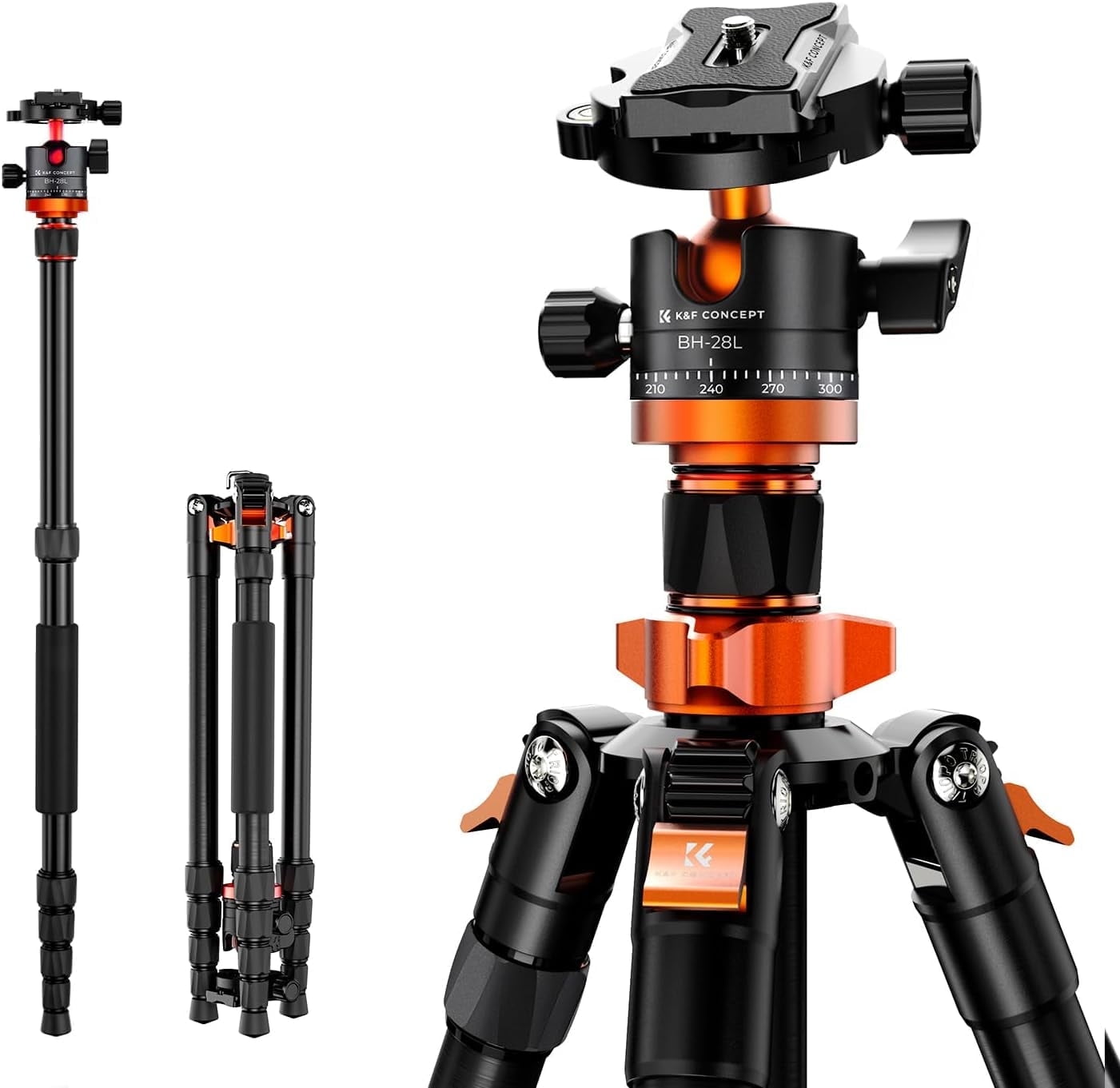 K&F Concept 68 inch /175cm Camera Tripods,Compact Travel Tripod with ...