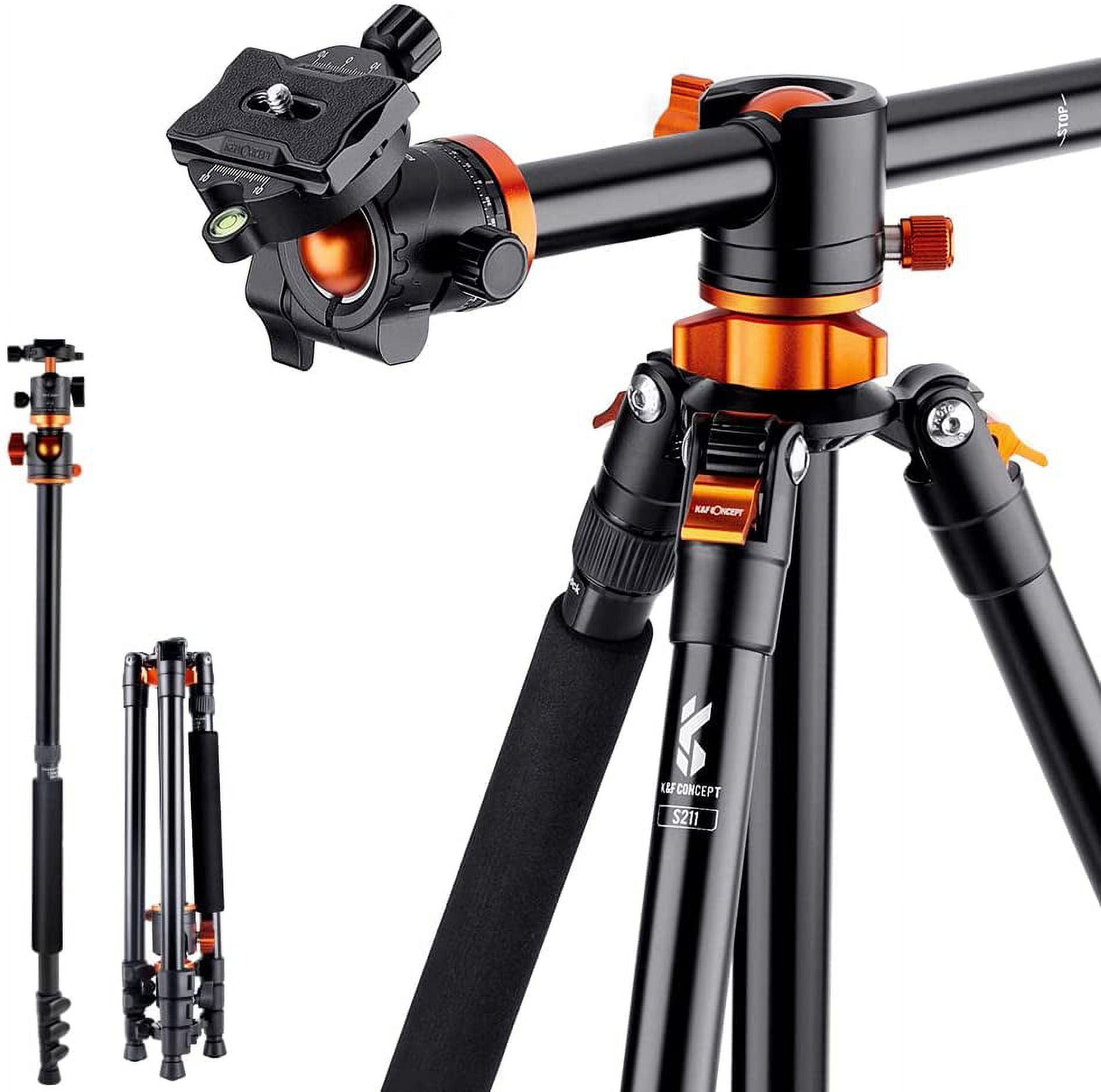 K&F Concept 72" Aluminium Tripod, Transverse Column, Detachable Monopod ...