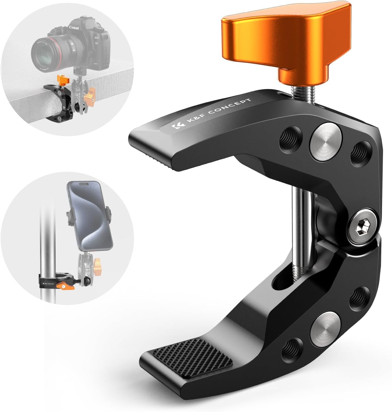 K&F Concept Camera Mount Clamp, Super Crab Clamp with 1/4" Thread Holes ...