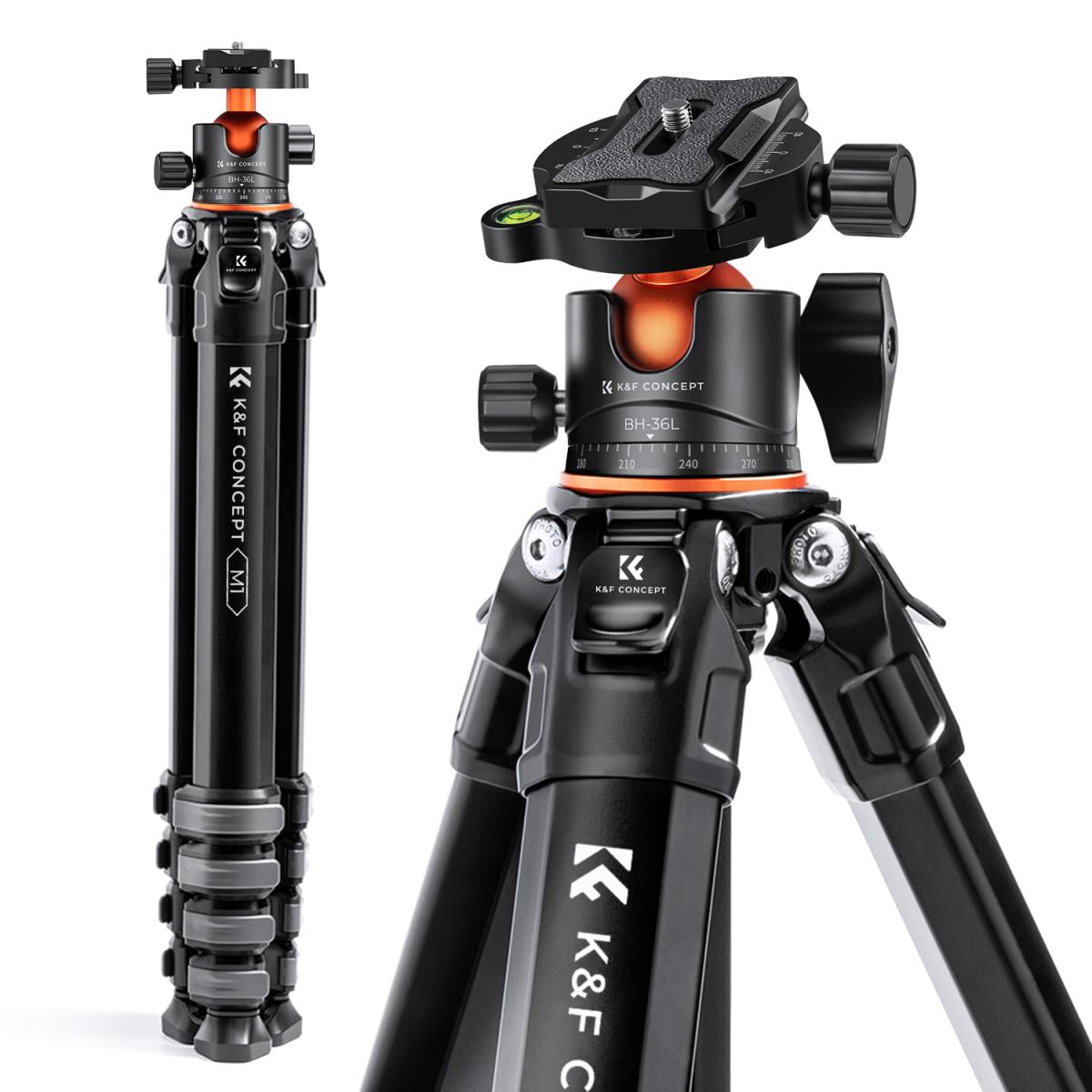 K&F Concept Compact Travel Tripod Aluminium Camera Tripod 15kg/33.07lbs Load 70"/177cm Max ...