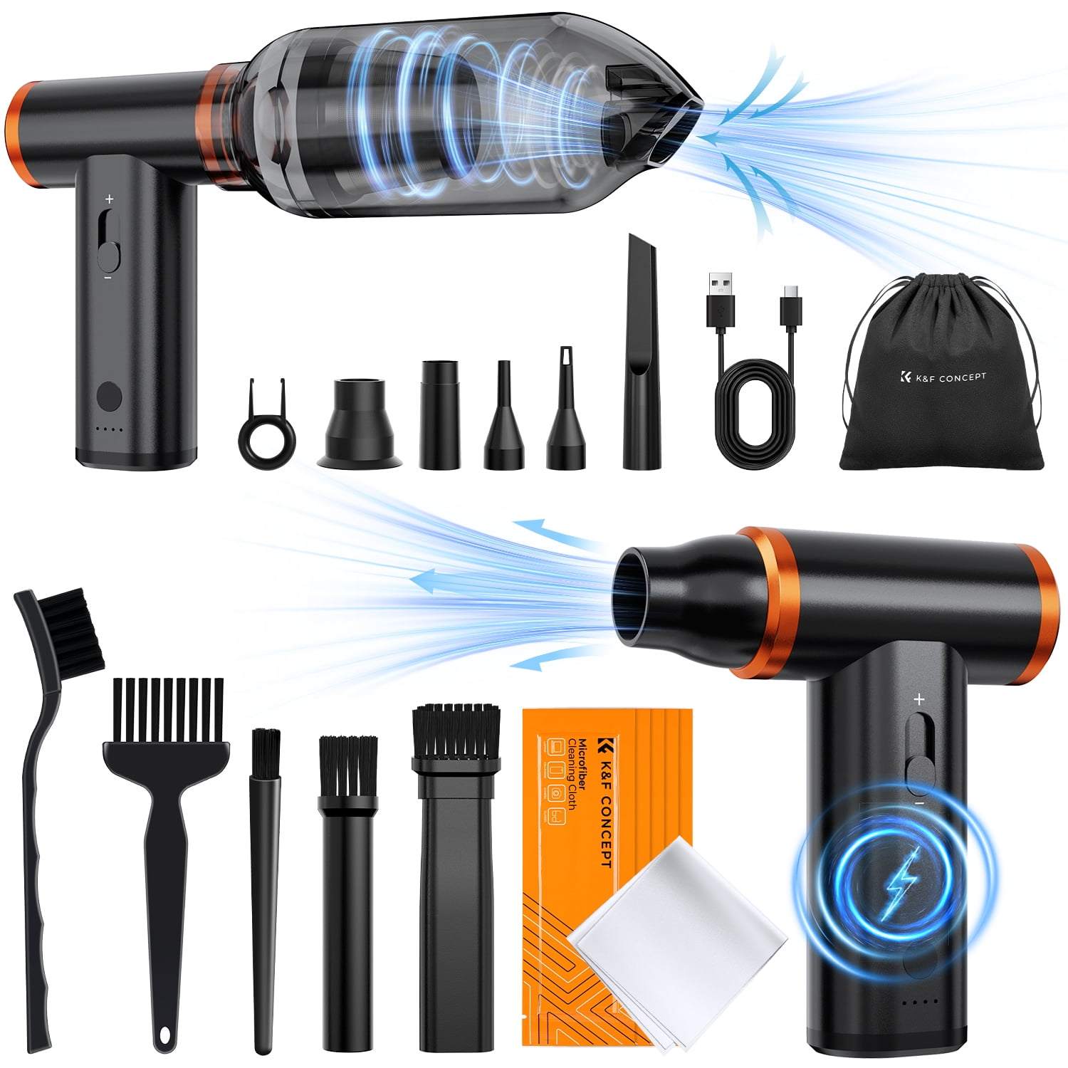 K&F Concept Electric Compressed Air Duster - 300000RPM Vacuum Cleaner ...