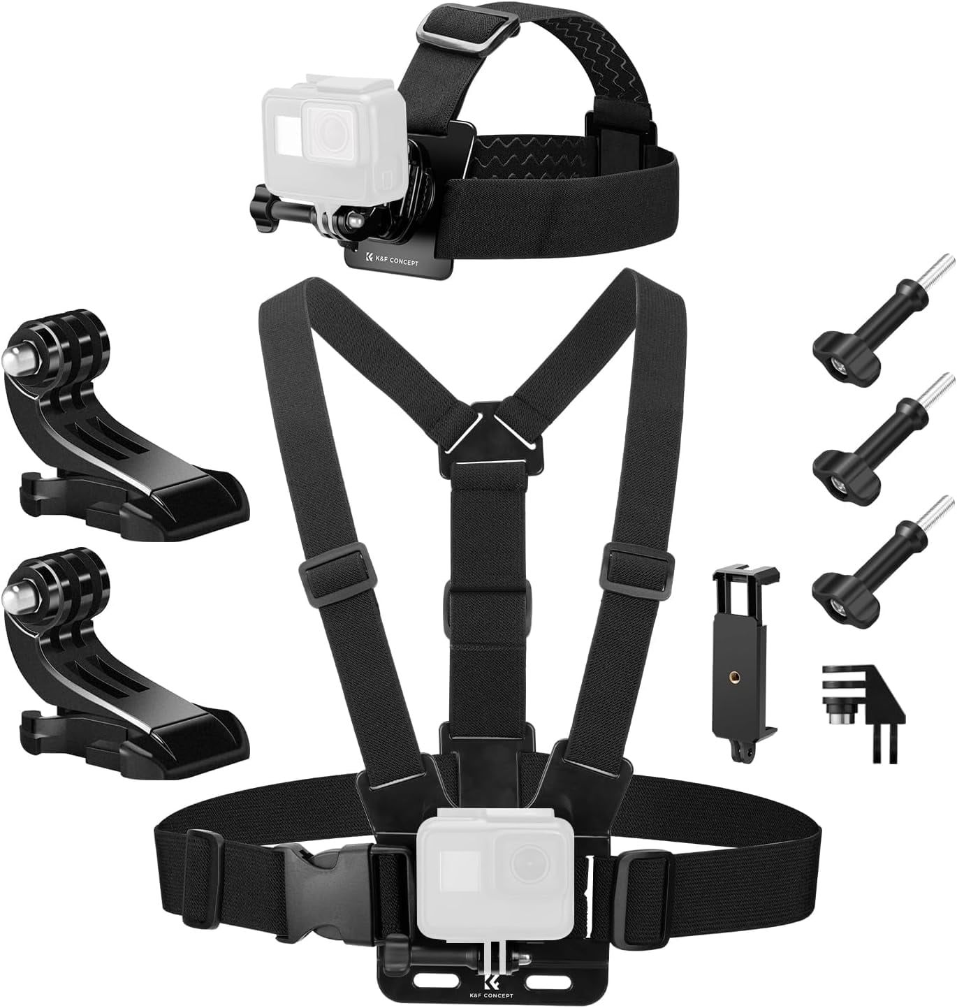 K&F Concept Head Strap & Chest Mount Set for GoPro DJI Osmo Action ...