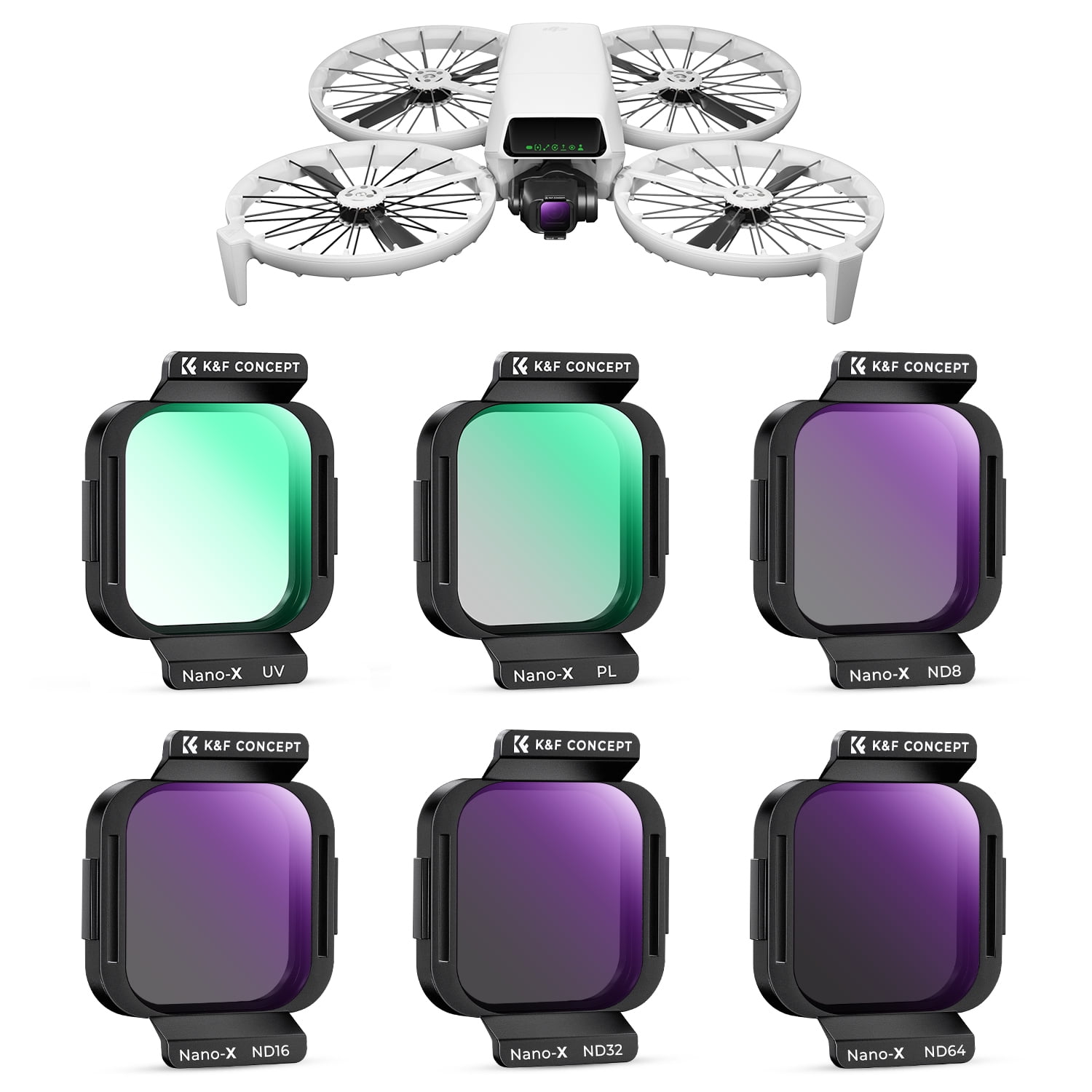 K&F Concept ND PL UV Filter Set for DJI Flip, 6 Pack (UV+PL+ND8+ND16 ...