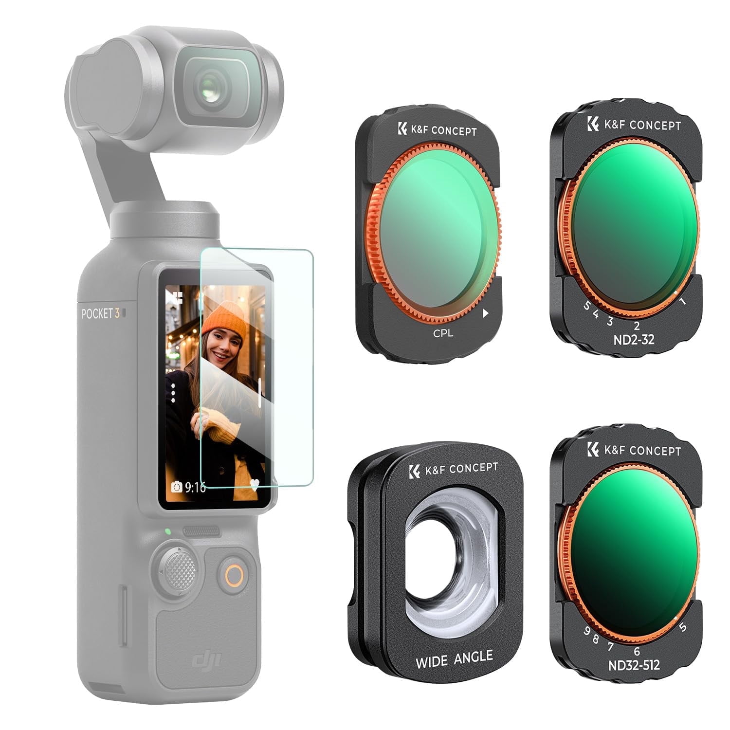 K&F CONCEPT Variable ND&CPL&Wide Angle Lens Compatible with DJI Osmo ...