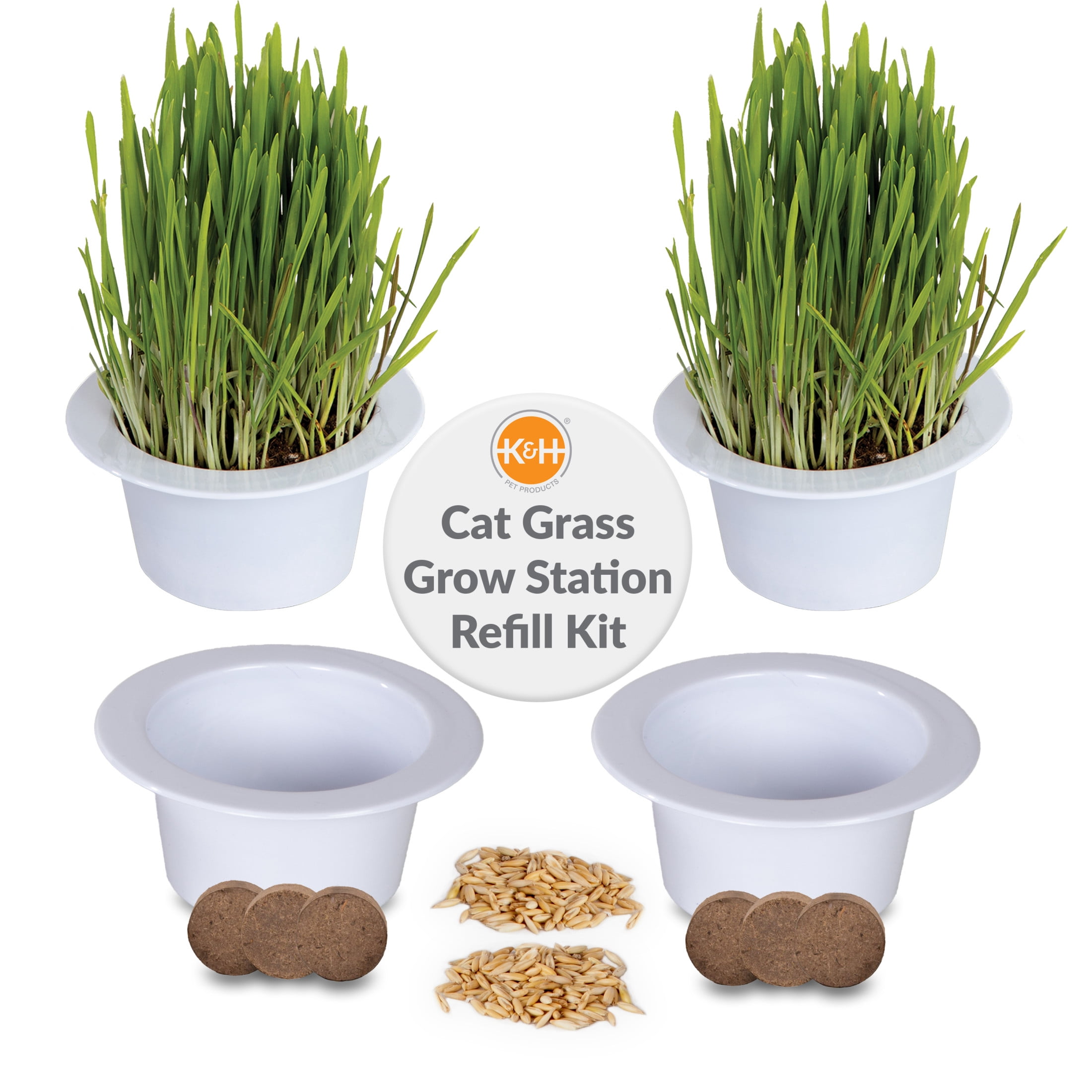K&H Pet Products Cat Grass Grow Station Growing Cup Refills 2 Pack ...