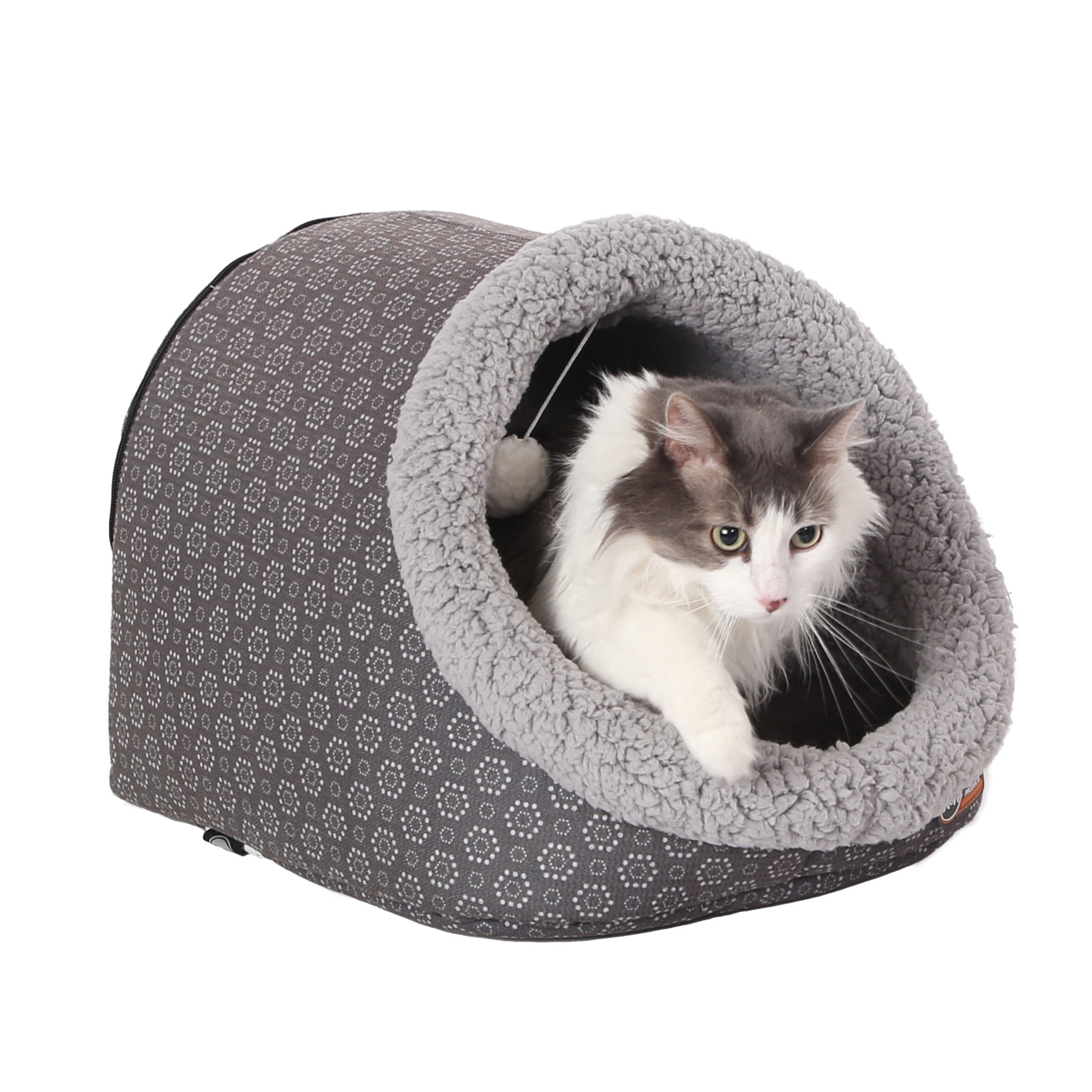 K&H Pet Products Thermo-Pet Cave Cat Bed Unheated Gray/Geo Flower 17 X ...