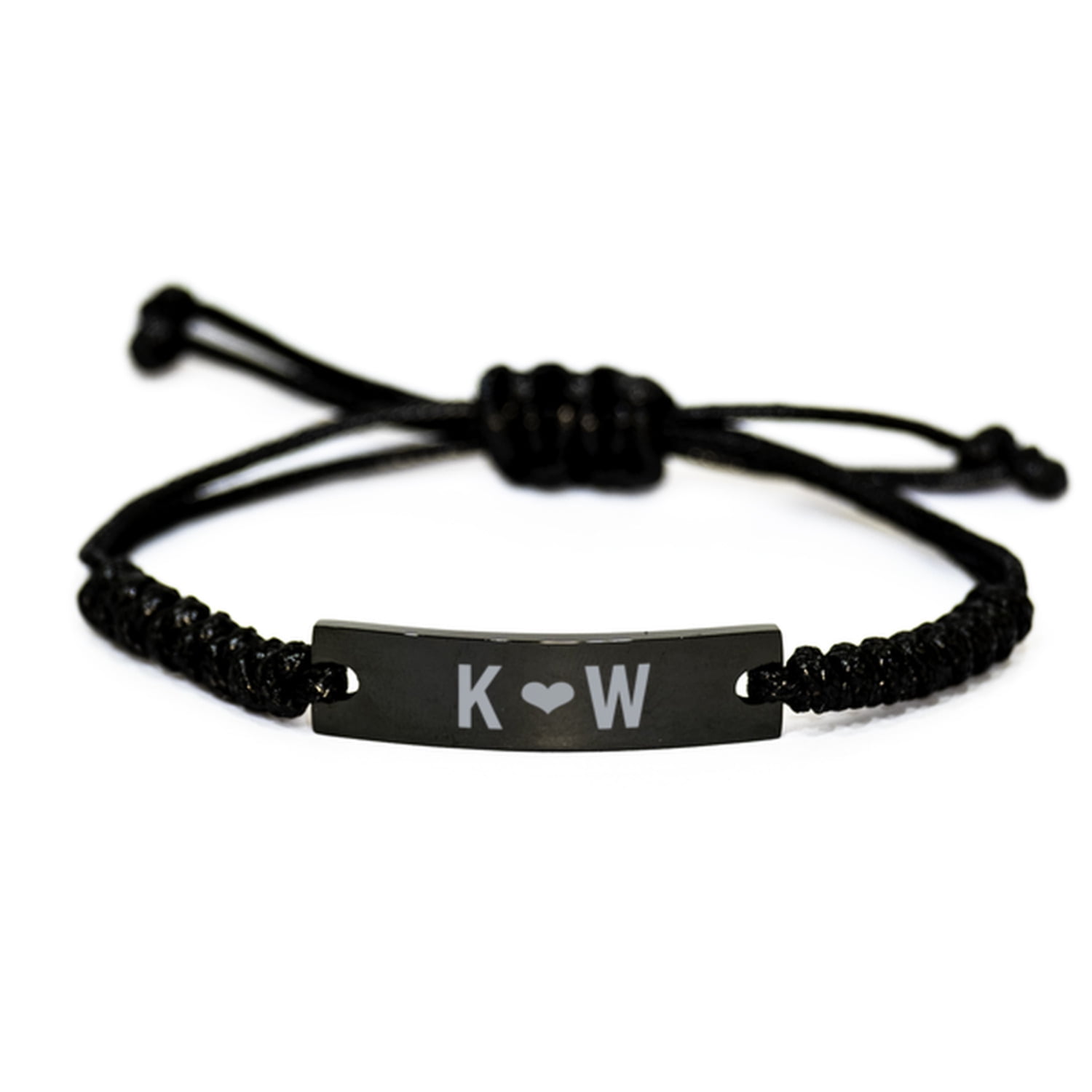 K Heart W Bracelet K and W Initial Letters for Men Couple Personalized ...