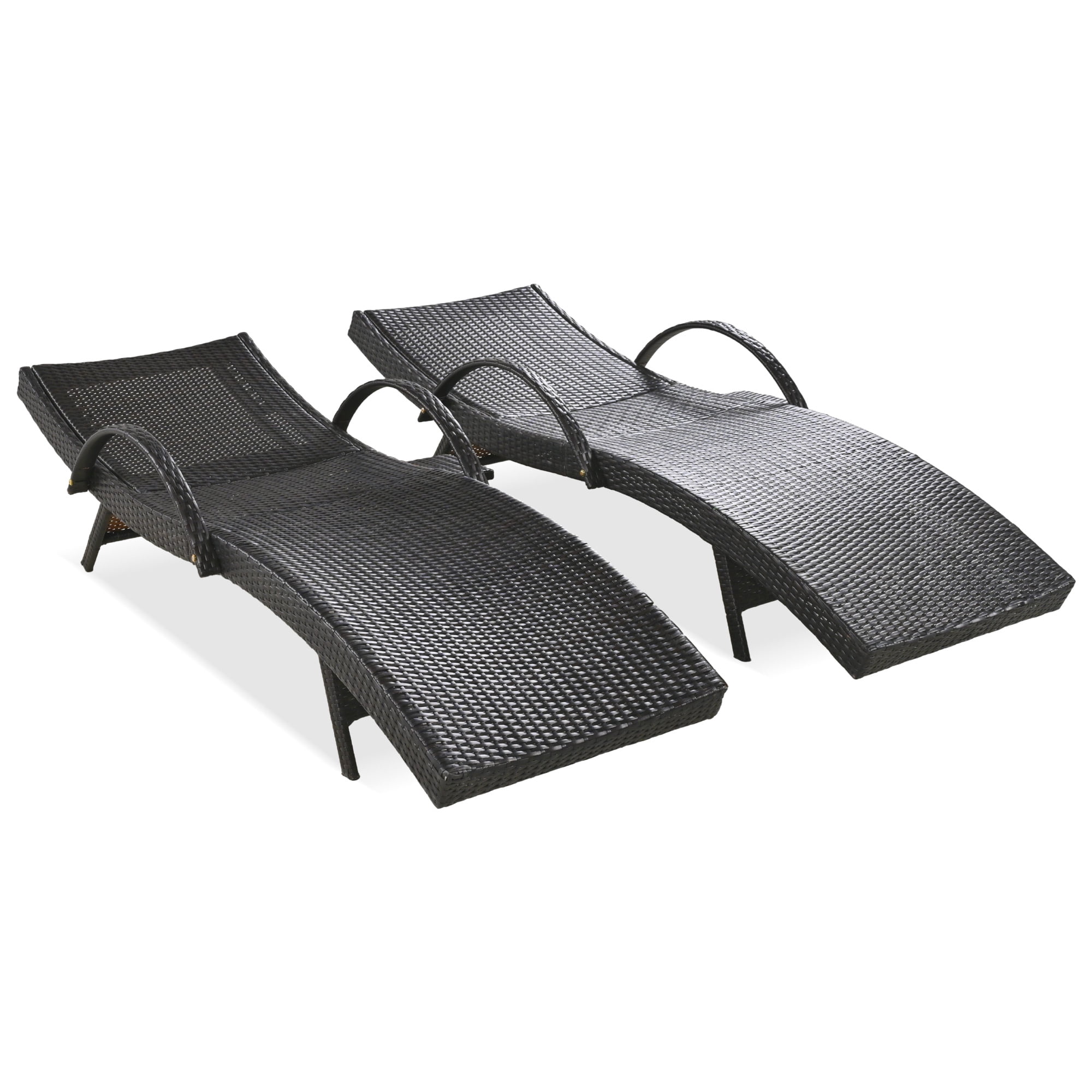 K&K 80'' Outdoor Wicker Chaise Lounge Chairs Set of 2, Patio Rattan ...
