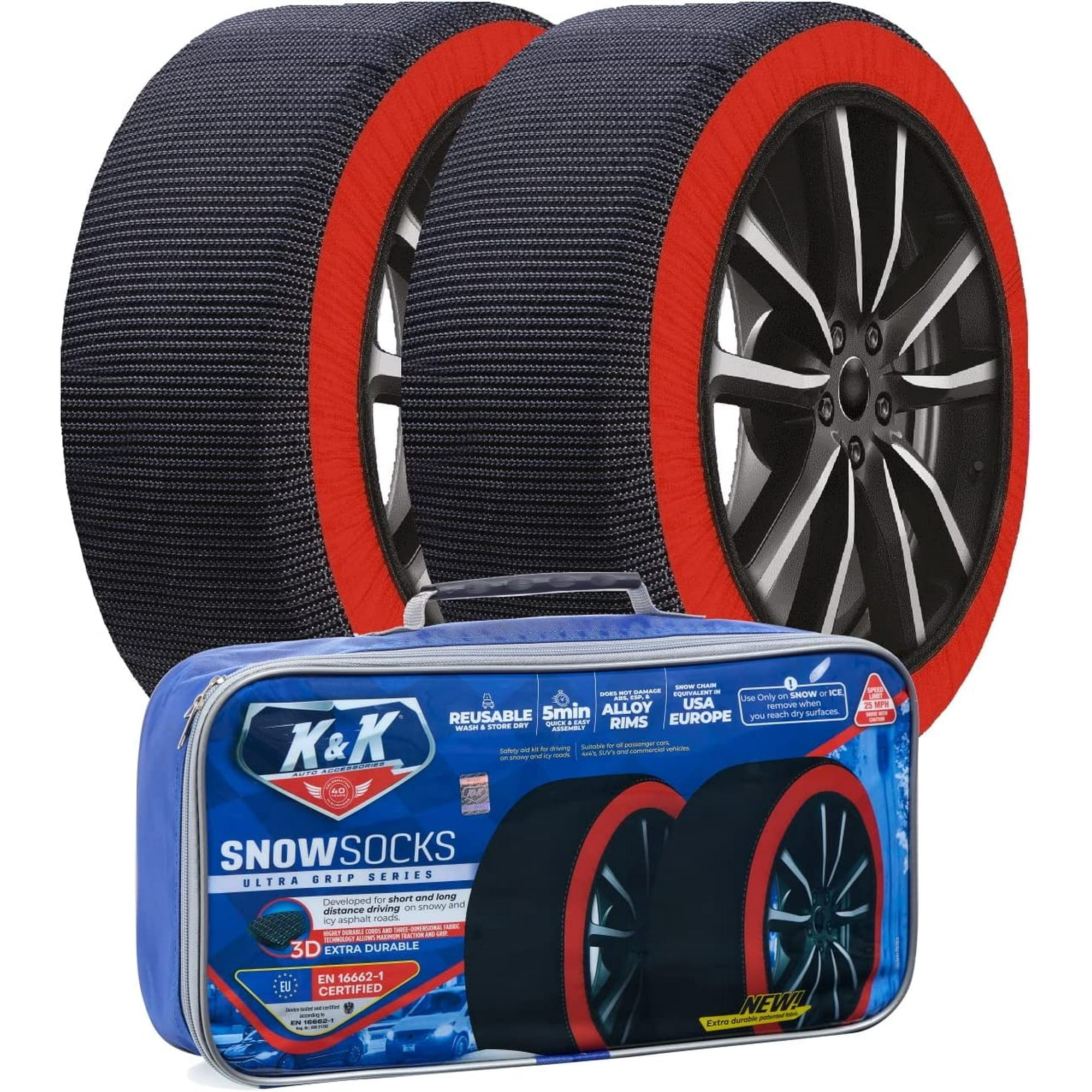 K&K Automotive Snow Socks for Tires - Pro Series for Ultimate Grip ...