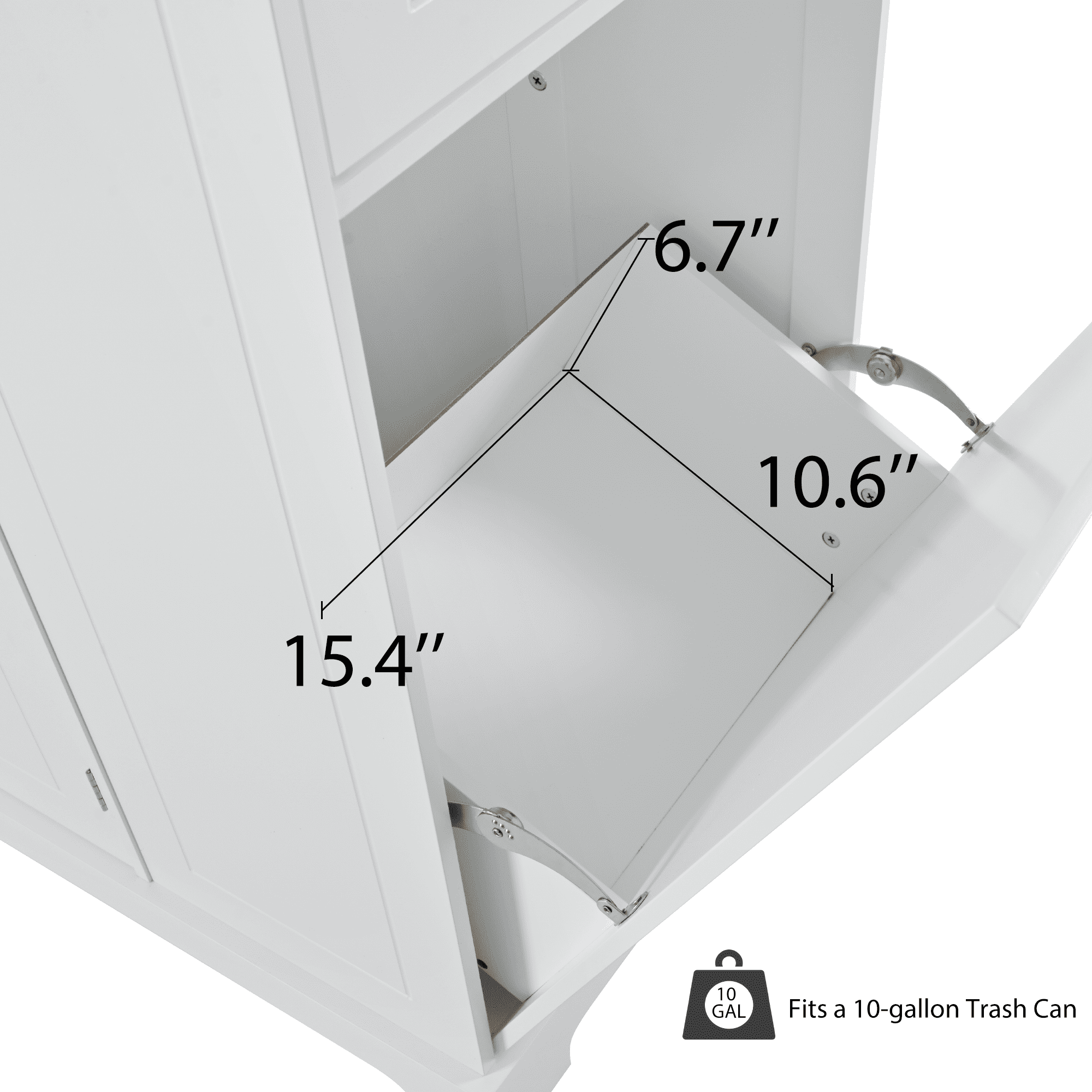 K&K Fluted Kitchen Island with Trash Can Storage Cabinet, Power Outlet ...