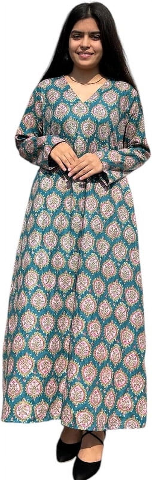 K.K. HANDICRAFT Women's Printed Maxi Dress - Casual V-Neck Long Dress ...