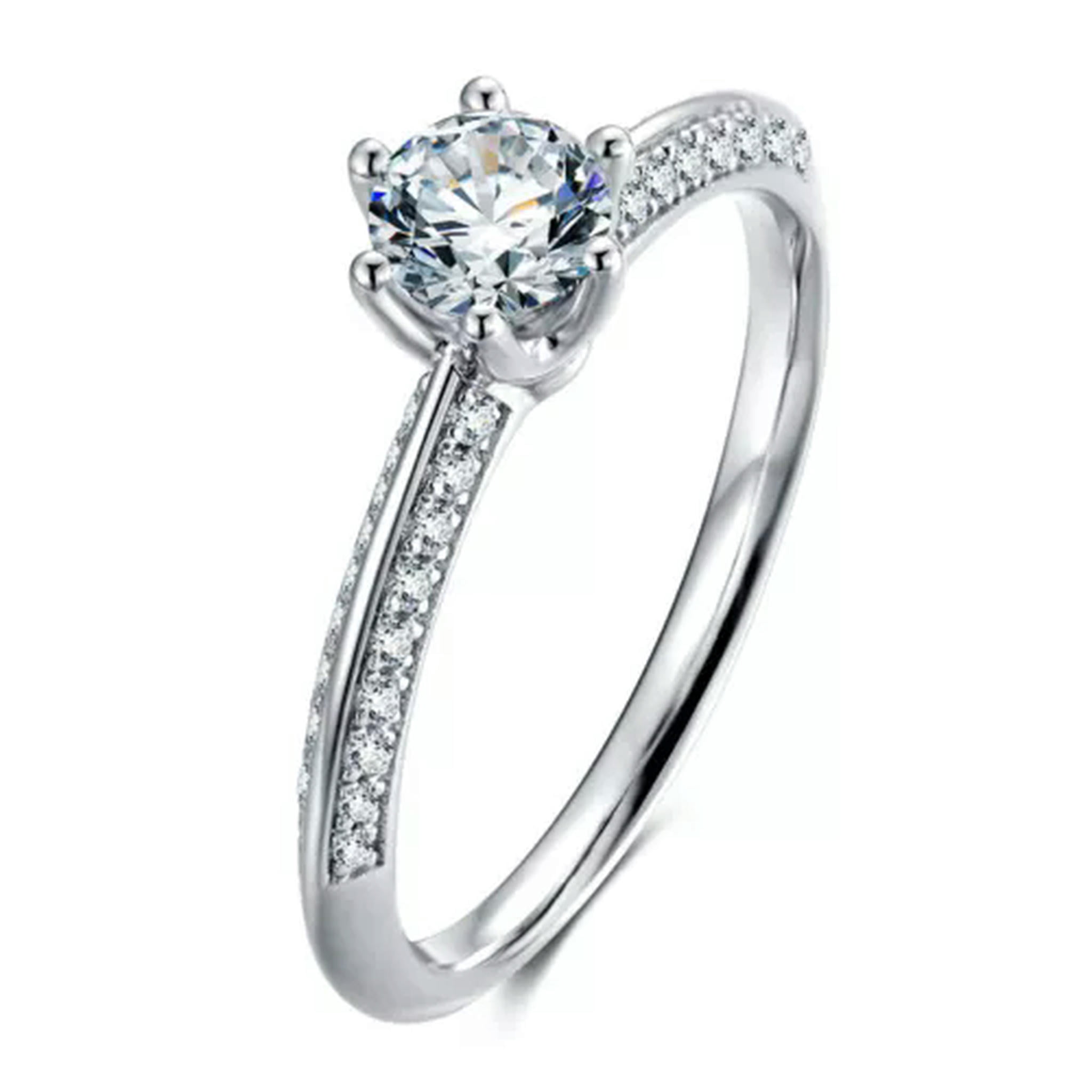 K-KED 0.5ct/1ct Round Real Moissanite Engagement Ring Women 925 Silver ...