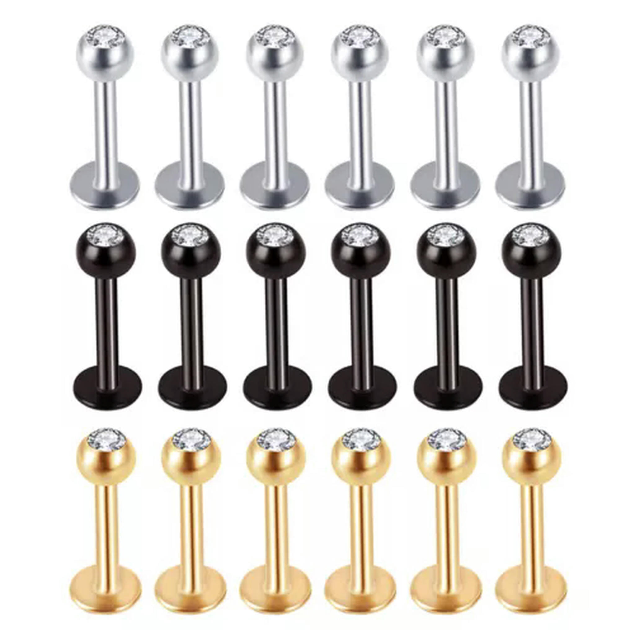 K-KED 10 PCS/lot Labret Bar Monroe Piercing Crystal Top Lip Stud Tragus ...