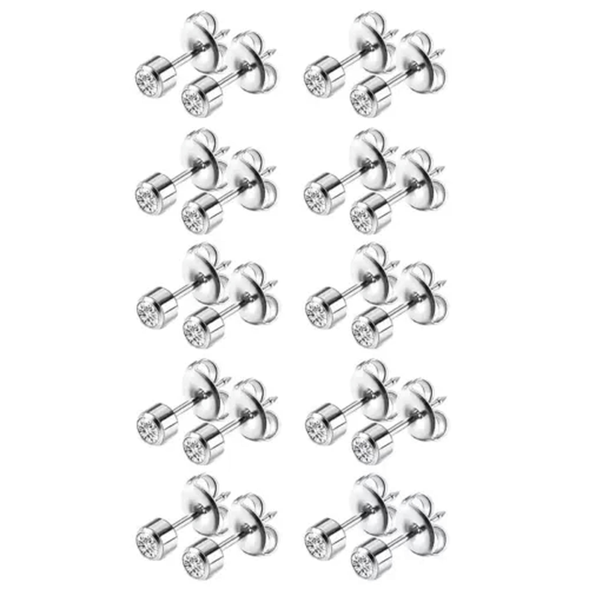 K-KED 10 Pairs Stainless Steel Ear Piercing Gun Earring Crystal ...
