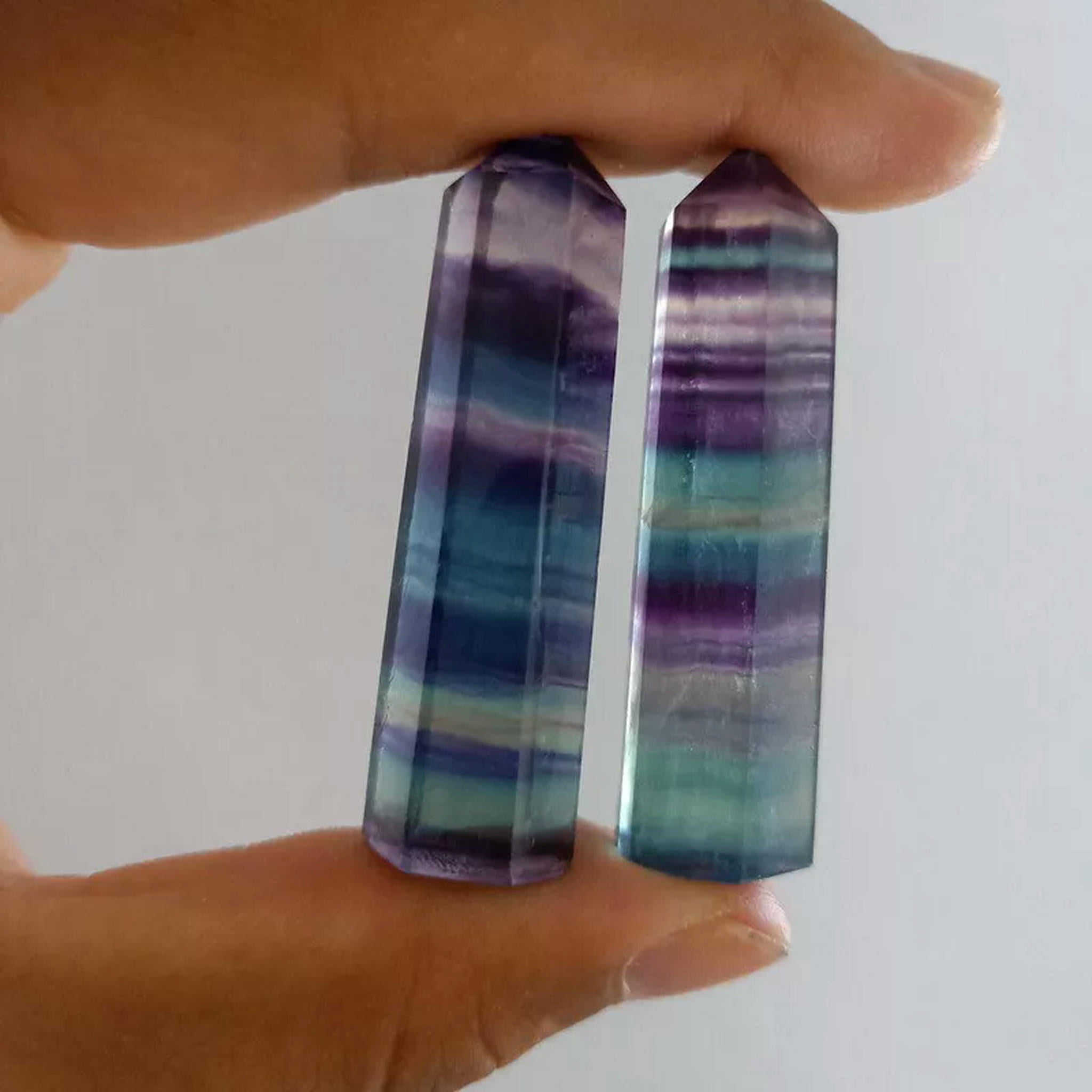 K-KED 100% Natural Fluorite Quartz Crystal Stone Point Healing ...