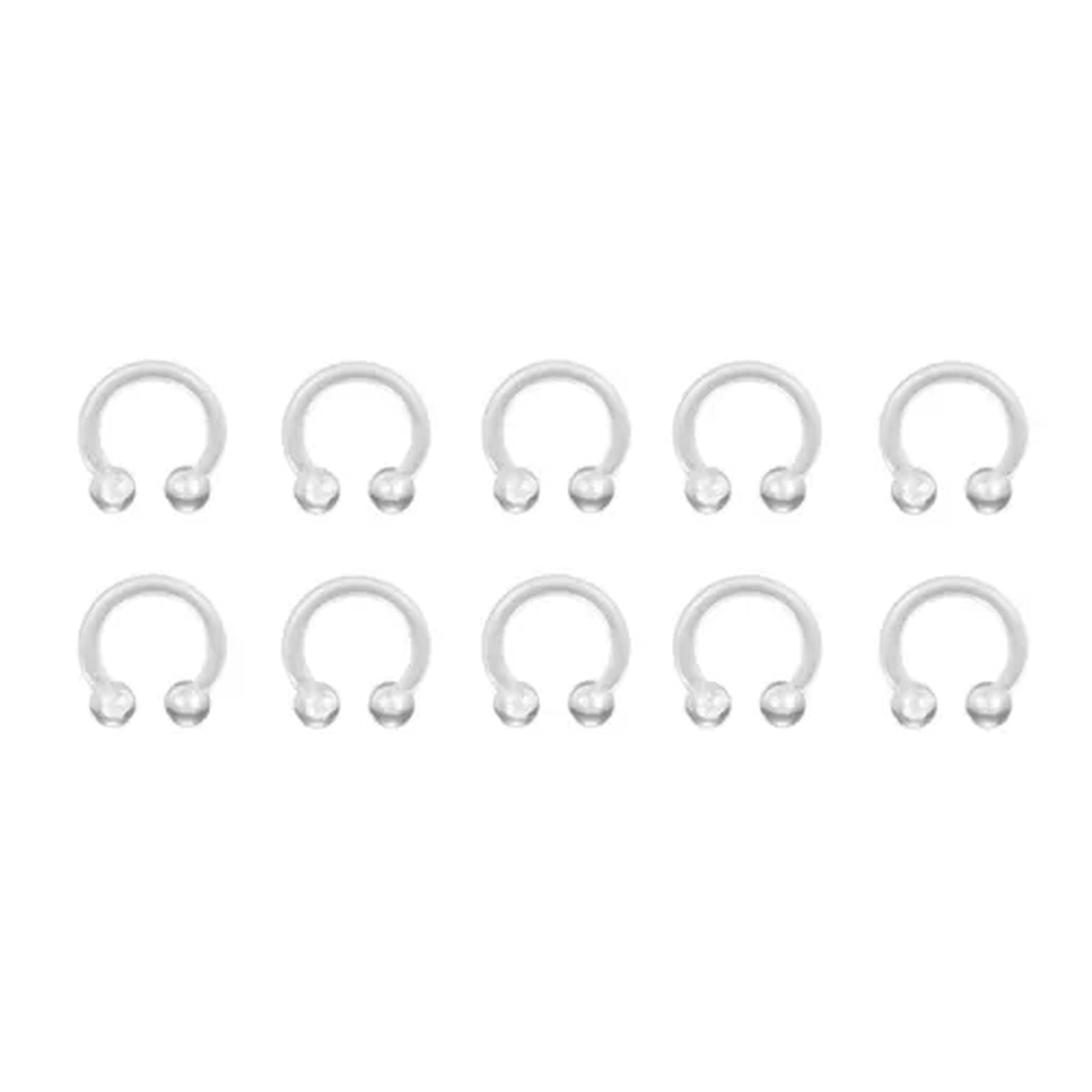 K-KED 100PCS Clear Invisible Hidden Nose Bar CBR Ring Transparent ...
