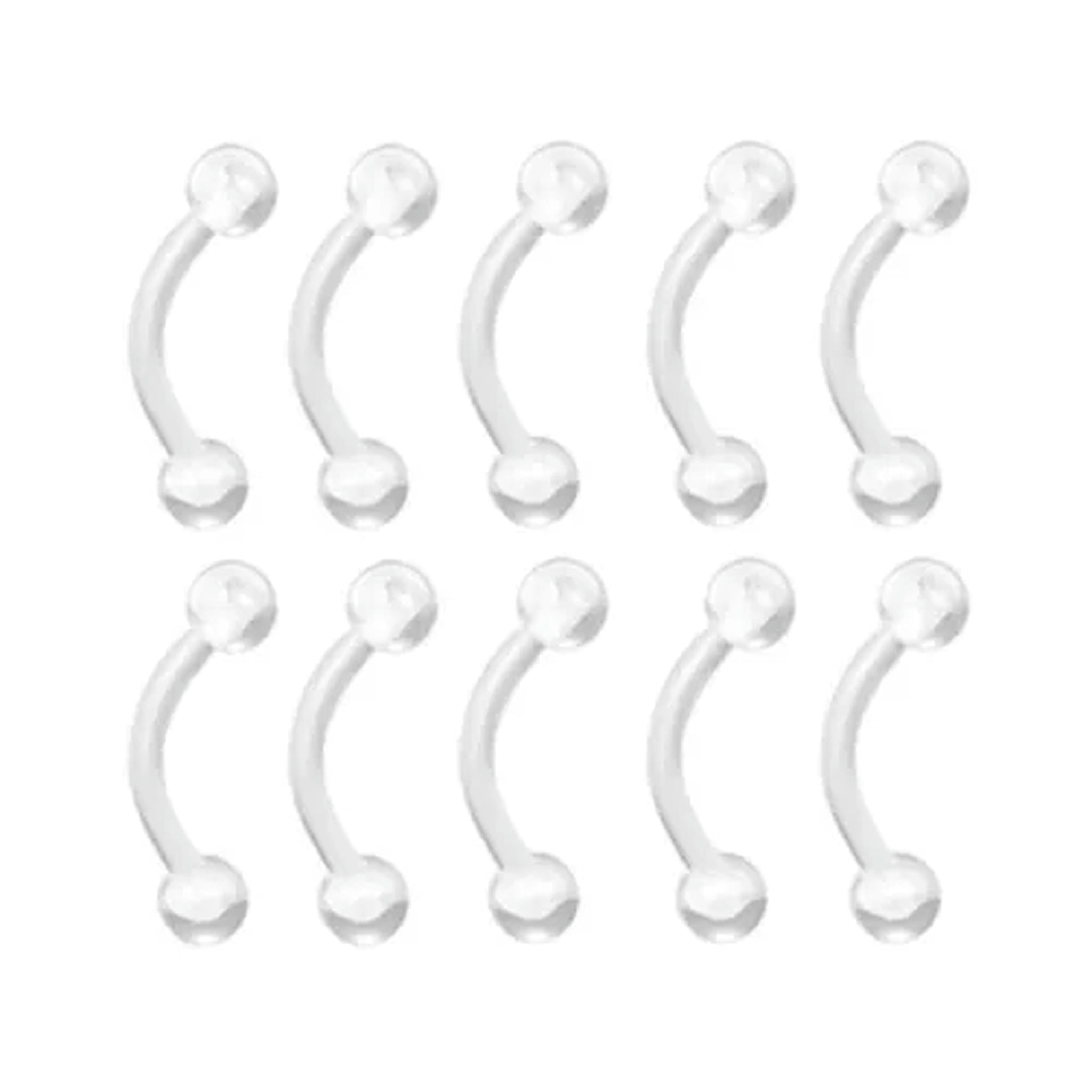 K-KED 100PCS Clear Invisible Hidden Nose Bar CBR Ring Transparent ...