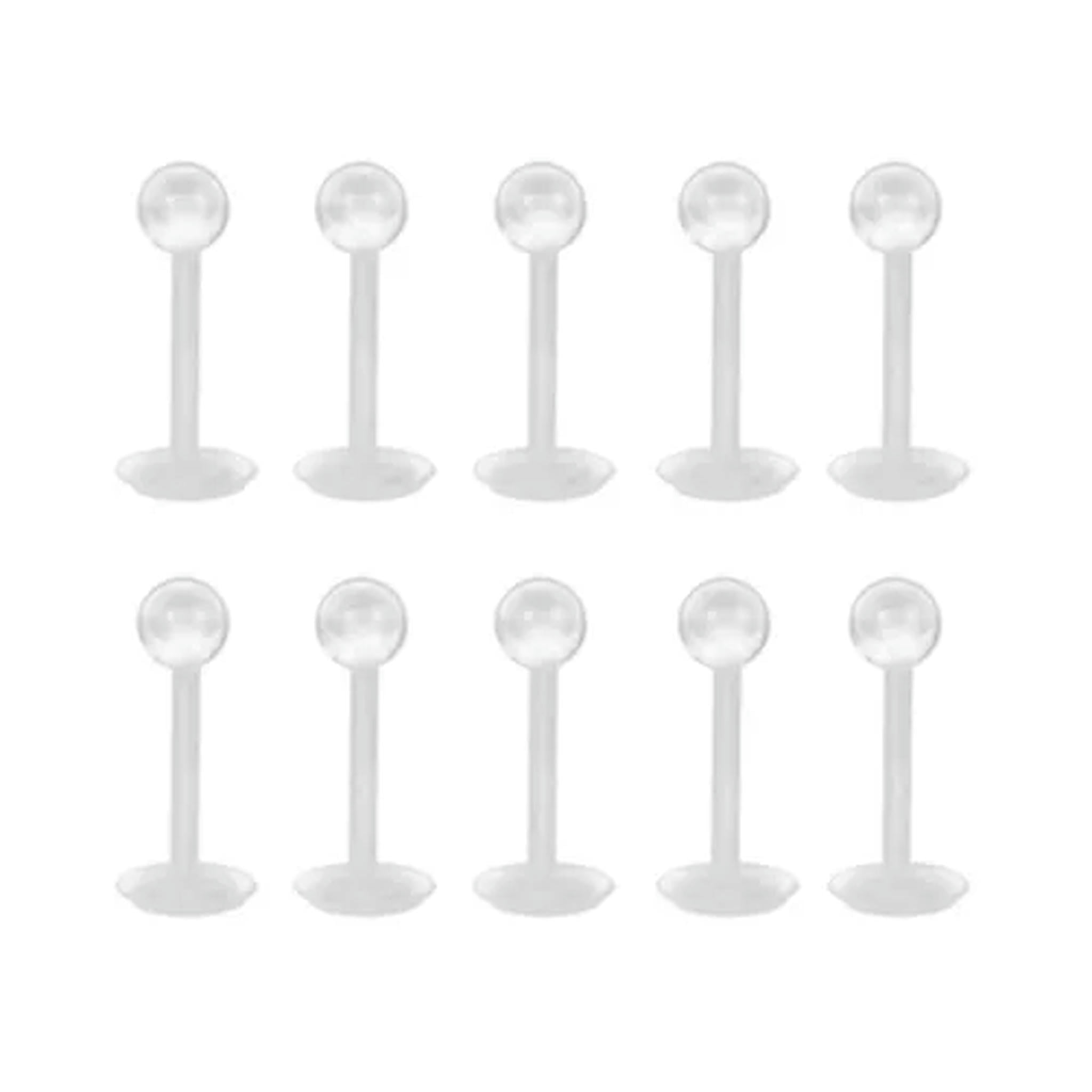 K-KED 100PCS Clear Invisible Hidden Nose Bar CBR Ring Transparent ...