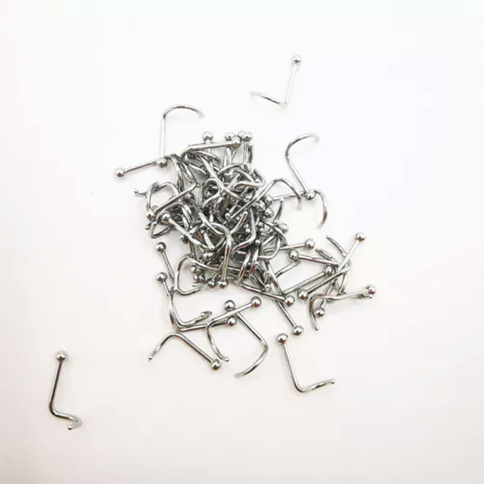 K-KED 100Pcs 2mm Ball Nose Studs Stainless Steel L Shape Nose Bone ...