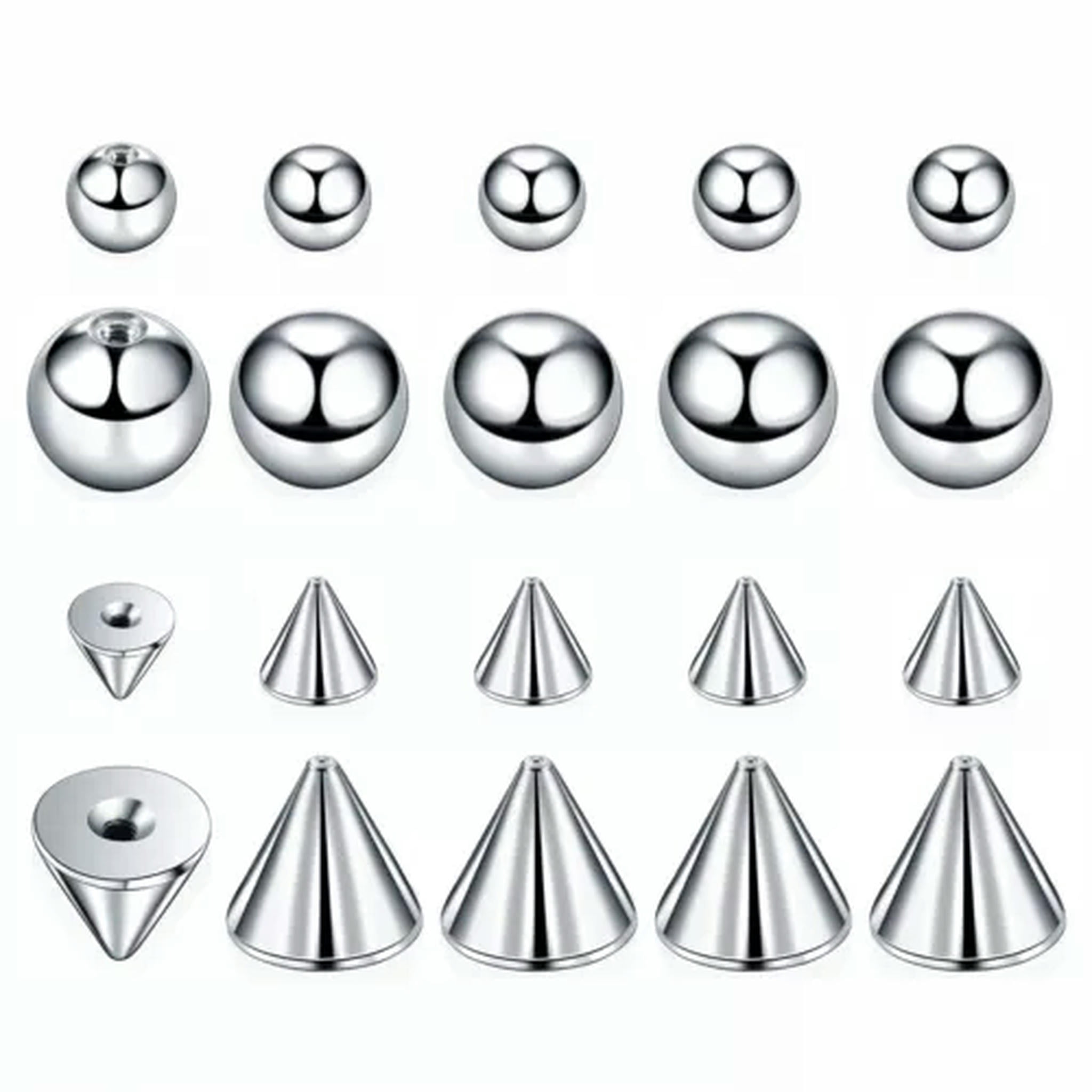 K-KED 100X Replacement Balls & Cone Tongue Belly Nose Lip Ear Piercing Barbell Parts-14G 4mm ...