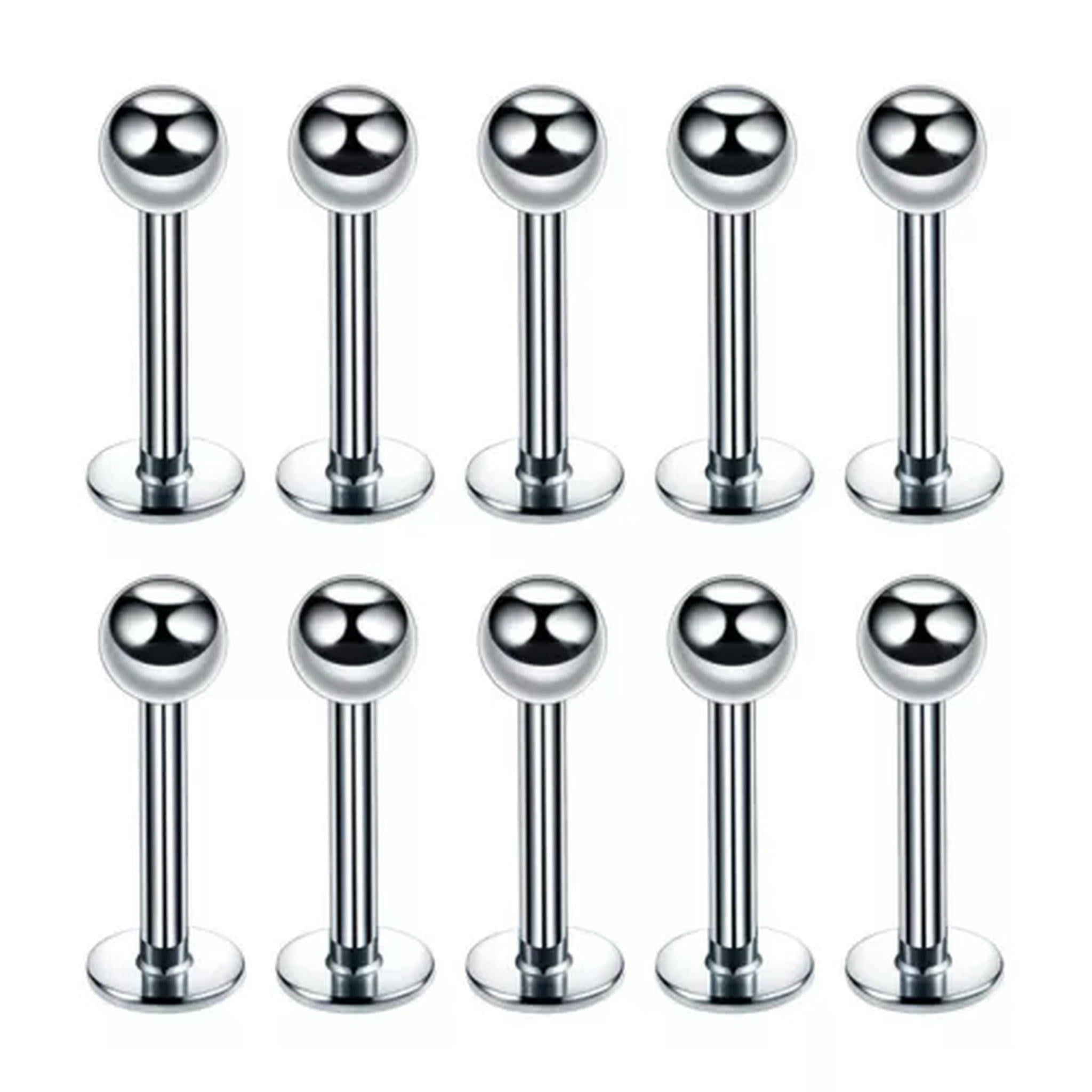 K-KED 10PCS Stainless Steel Labret Monroe Flat Back Lip Stud Earrings Body Piercing-1.2x6x3mm ...