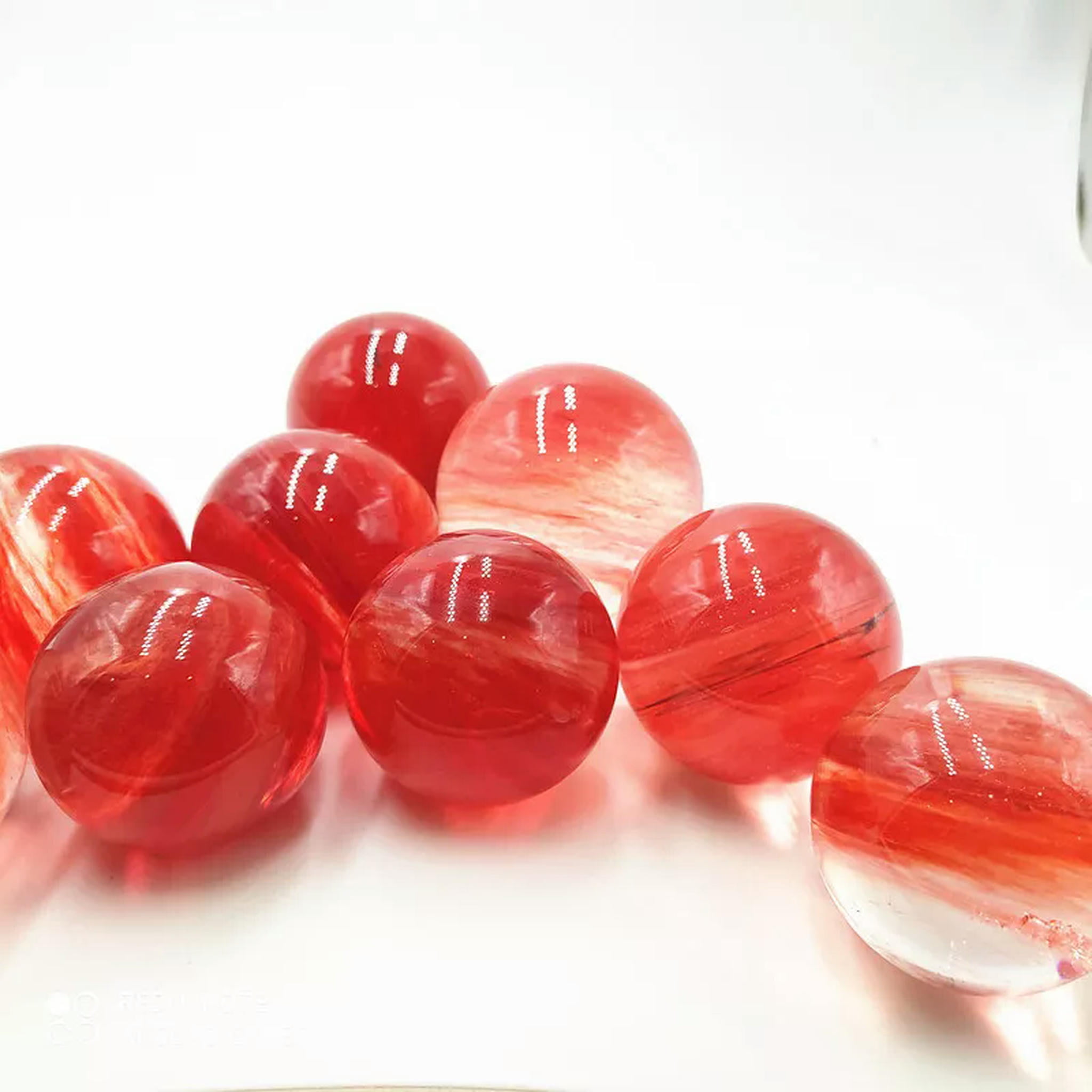 K-KED 10Pcs 4-5cm Natural Red Smelting Stone Ball Quartz Crystal Sphere ...