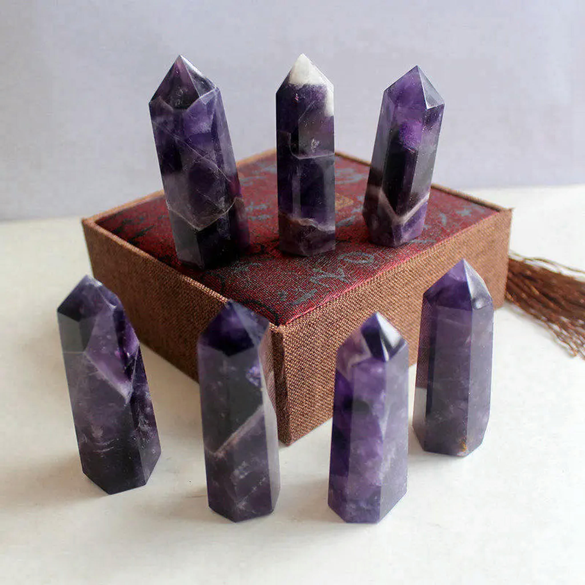K-KED 10Pcs Natural Healing Dream Amethyst Point Wand Quartz Crystal ...