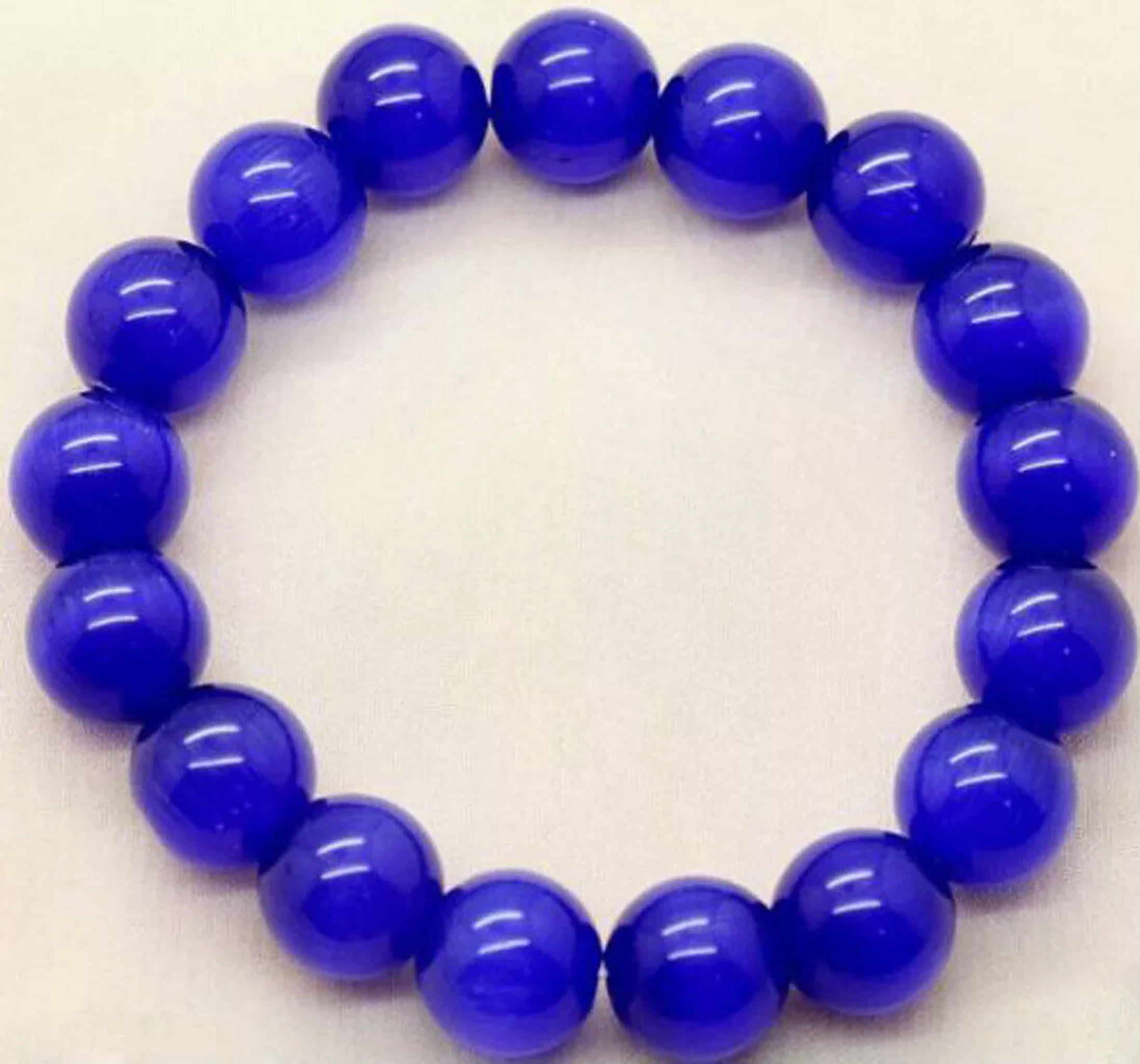 K-KED 10mm Dark Blue Jade Round Gemstone Beads Bracelet Bangle 7.5'' AAA - Walmart.com