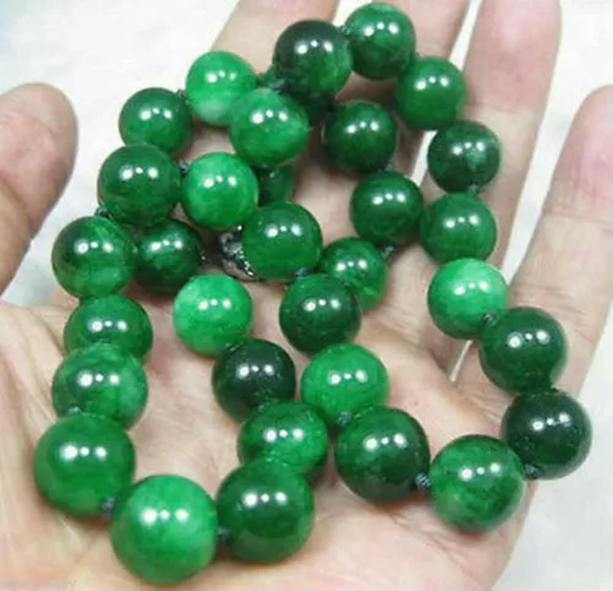 K-KED 10mm Natural 18-100 Inches Long Green Emerald Gems Round Beads ...
