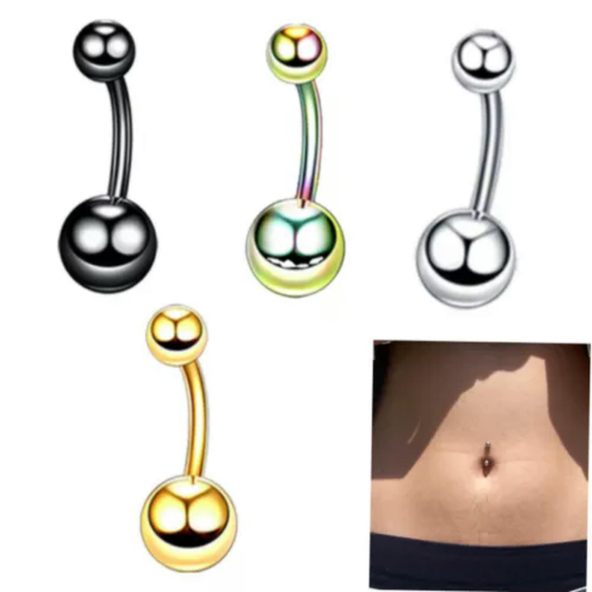 K-KED 10pcs Colorful Stainless Steel Belly Button Navel Belly Bars Body ...