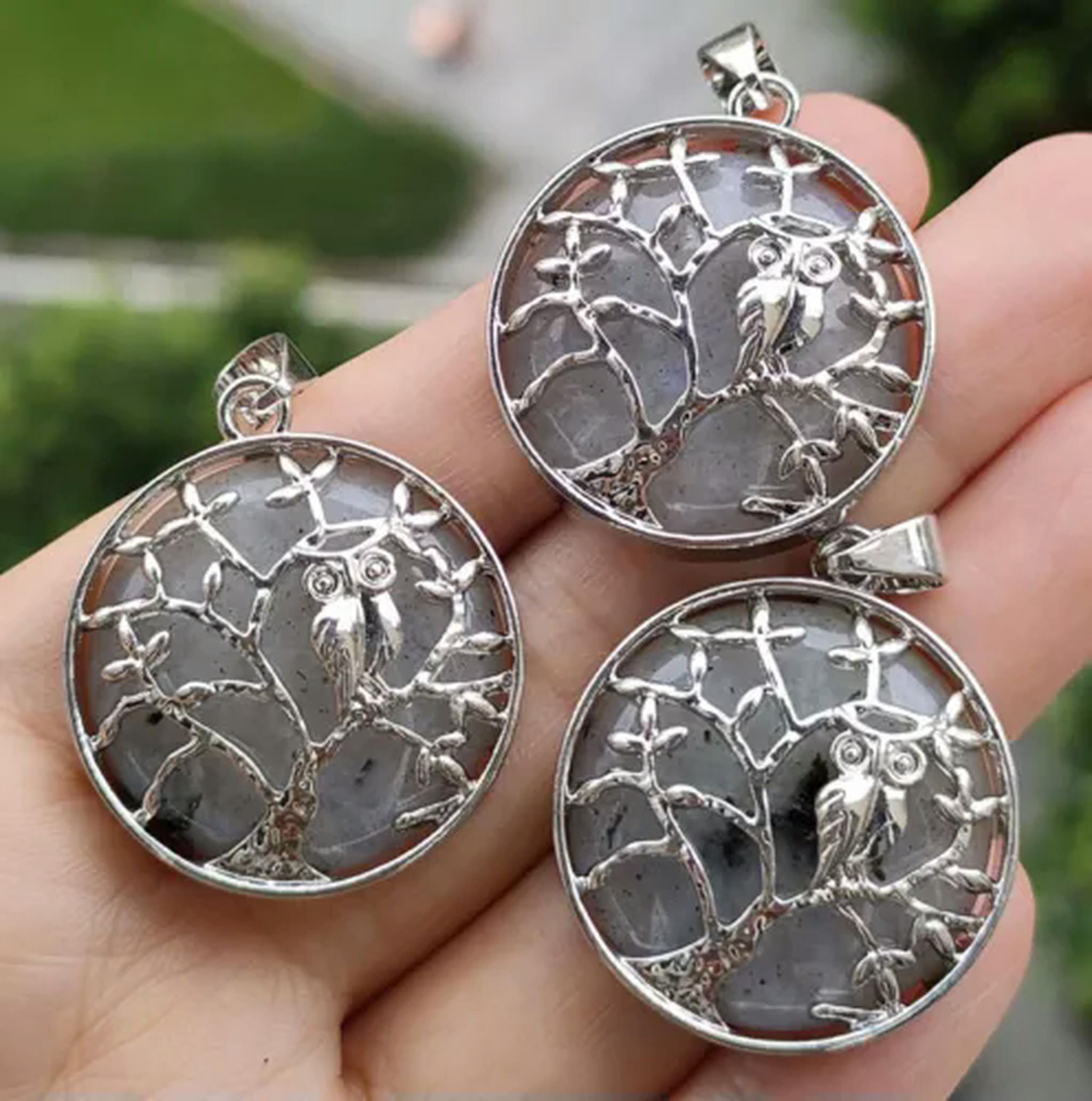 K-KED 10pcs Labradorite Gems Tree Owl Pendants Magic Reiki Healing ...