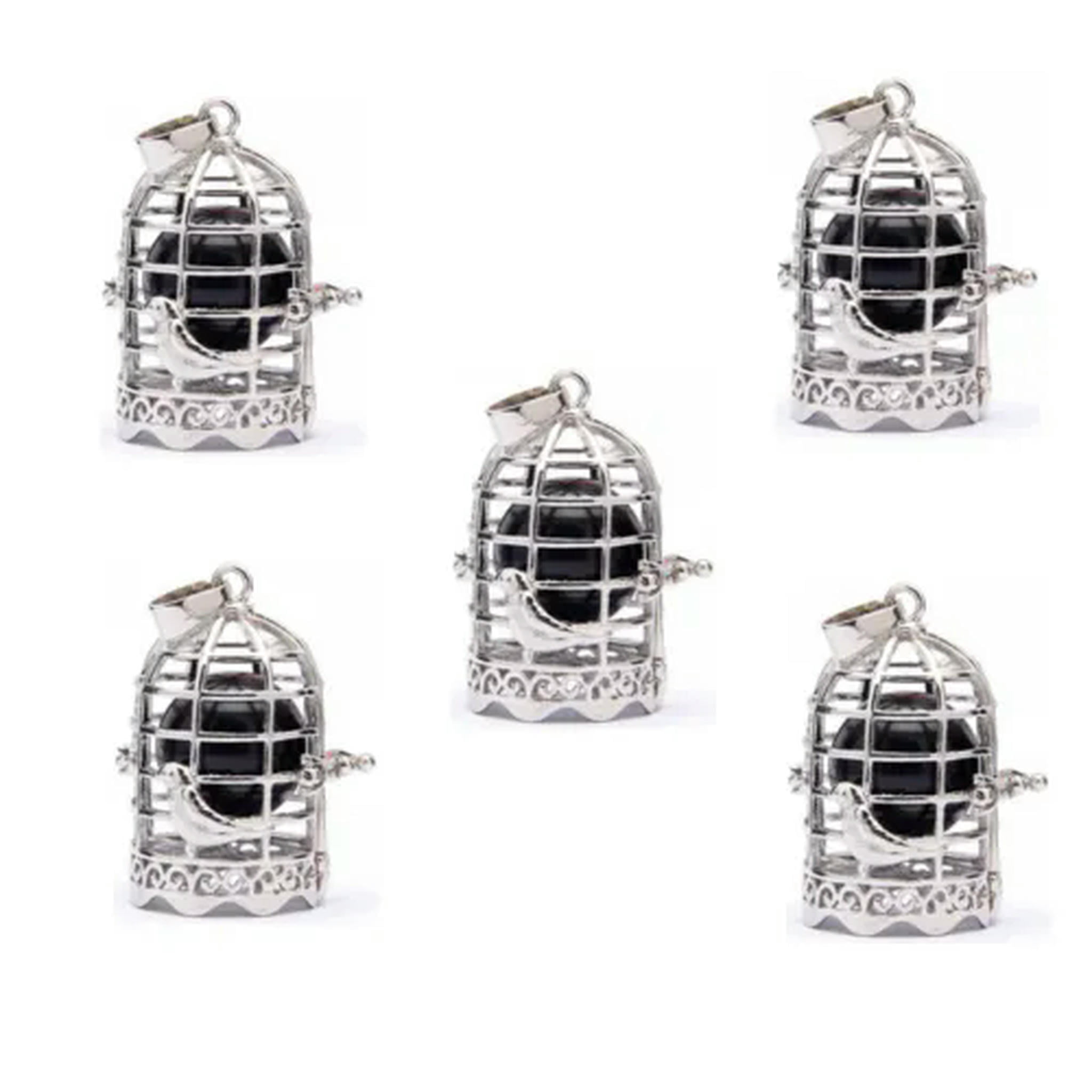 K-KED 10pcs Natural Black Agagte Stone Bird Cage Diffuser Locket ...