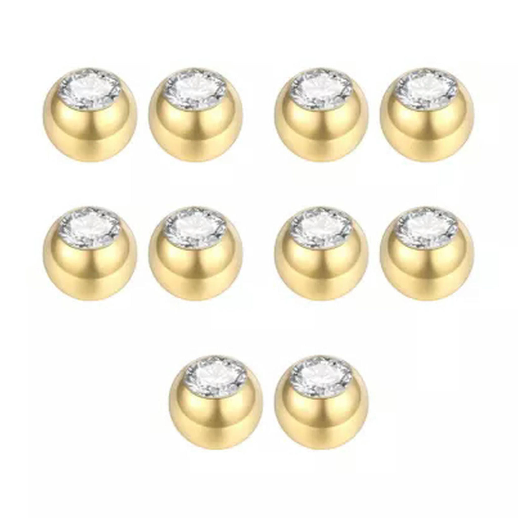 K-KED 10pcs Steel CZ Gem Replacement Spare Balls Labret Tongue Ear ...