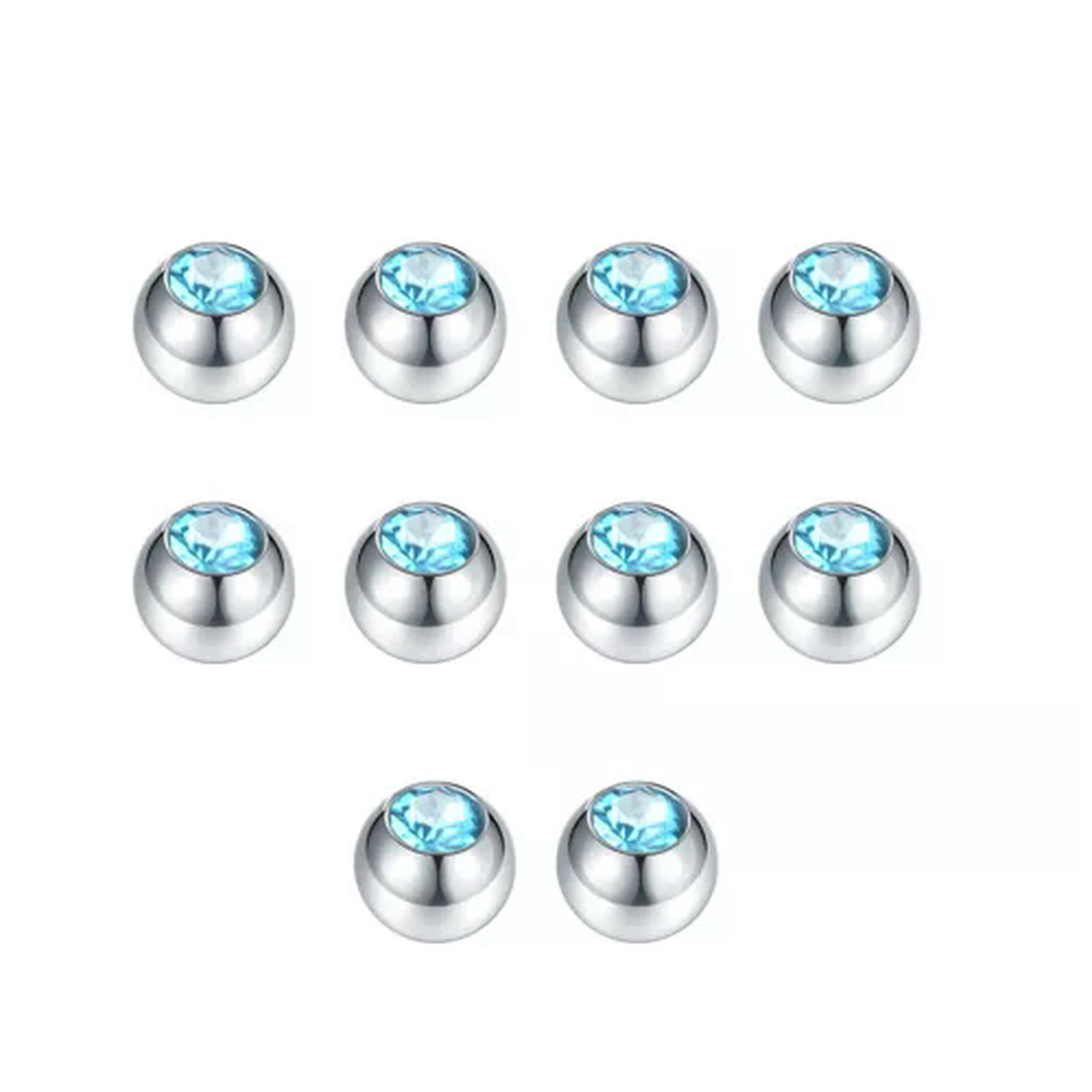 K-KED 10pcs Steel CZ Gem Replacement Spare Balls Labret Tongue Ear ...
