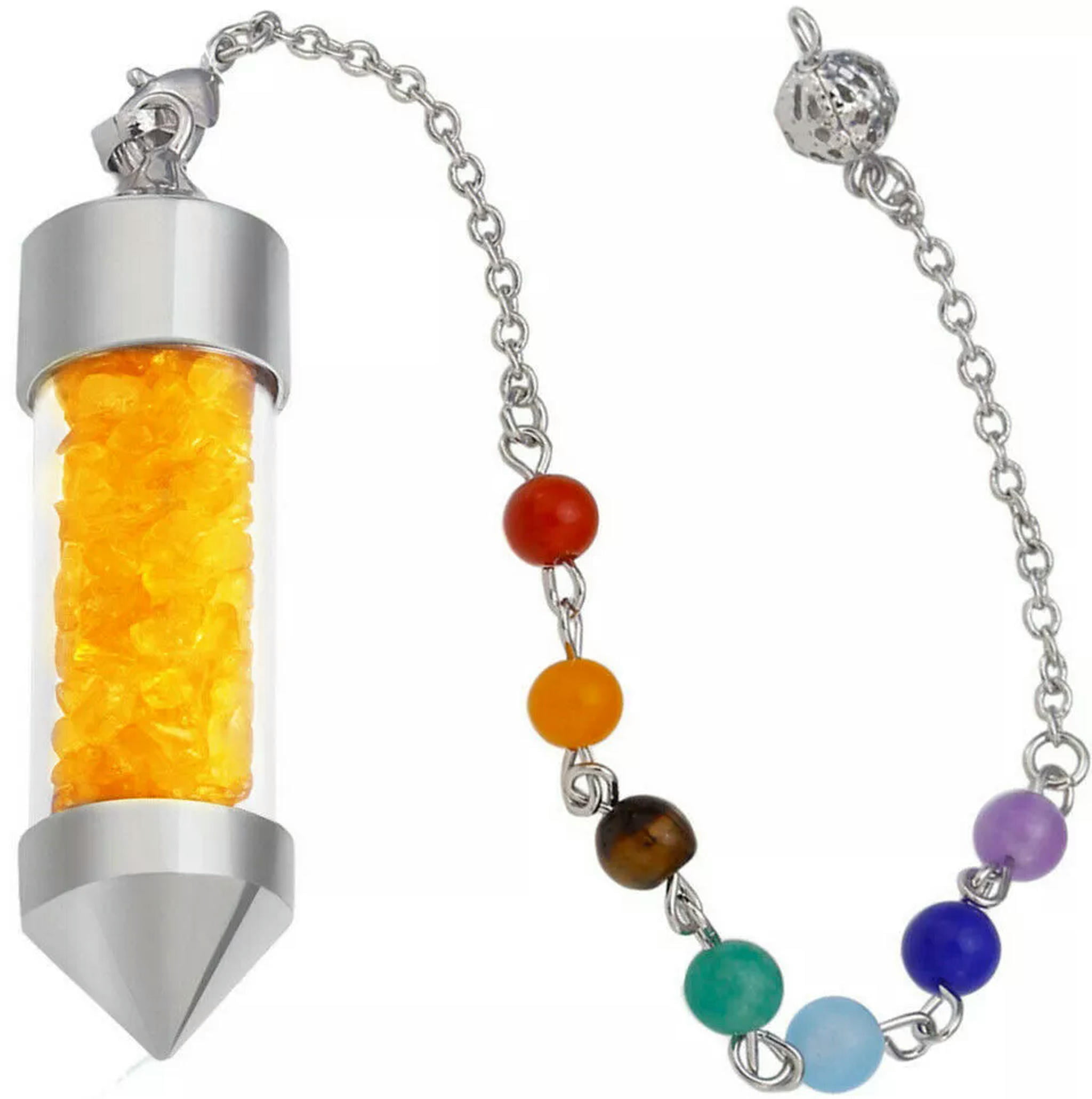 K-KED 10pcs Yellow Crystal Stone Chakra Wishing Bottle Pendulum Natural ...