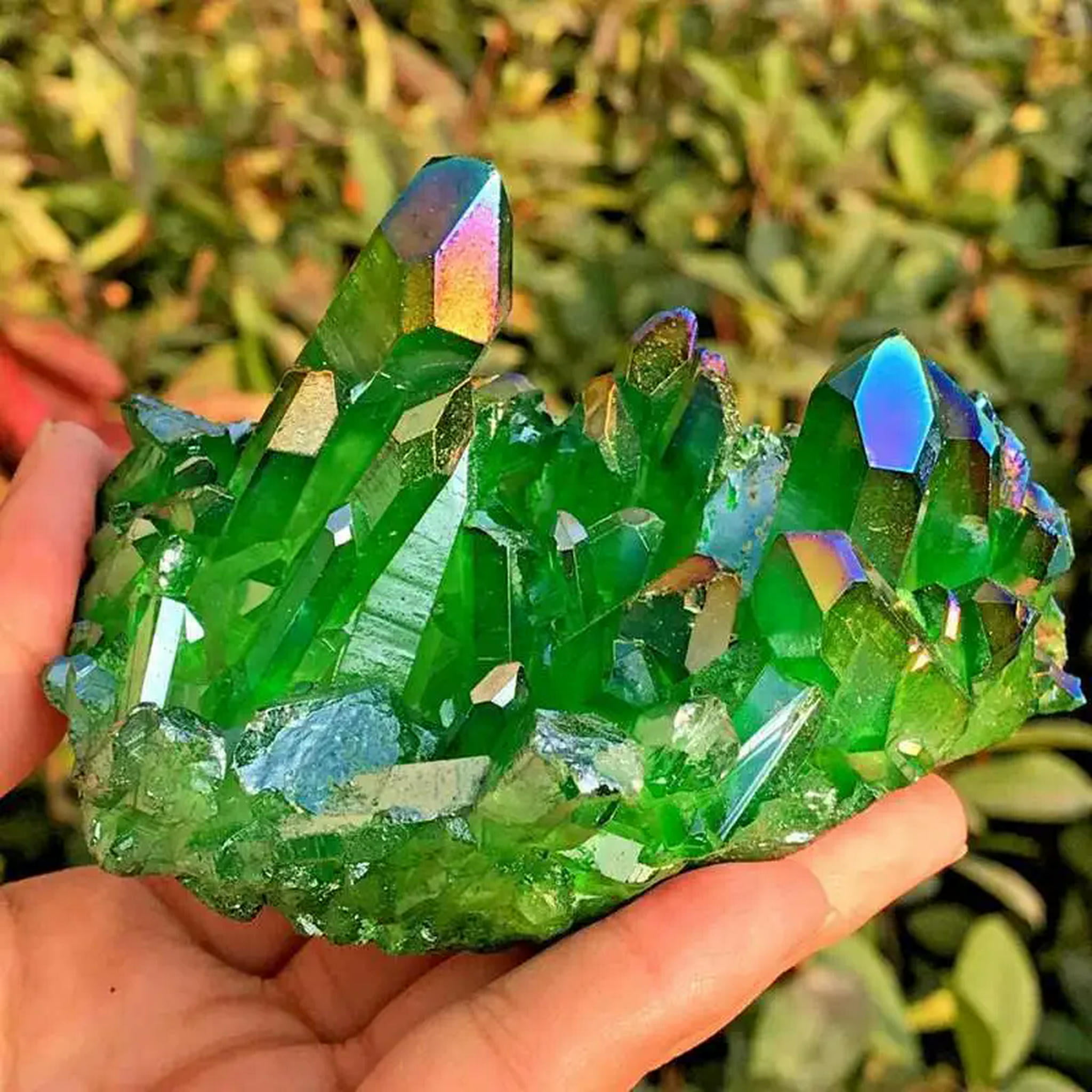 K-KED 120g AAA Natural Healing Green Aura Crystal Titanium VUG Quartz ...