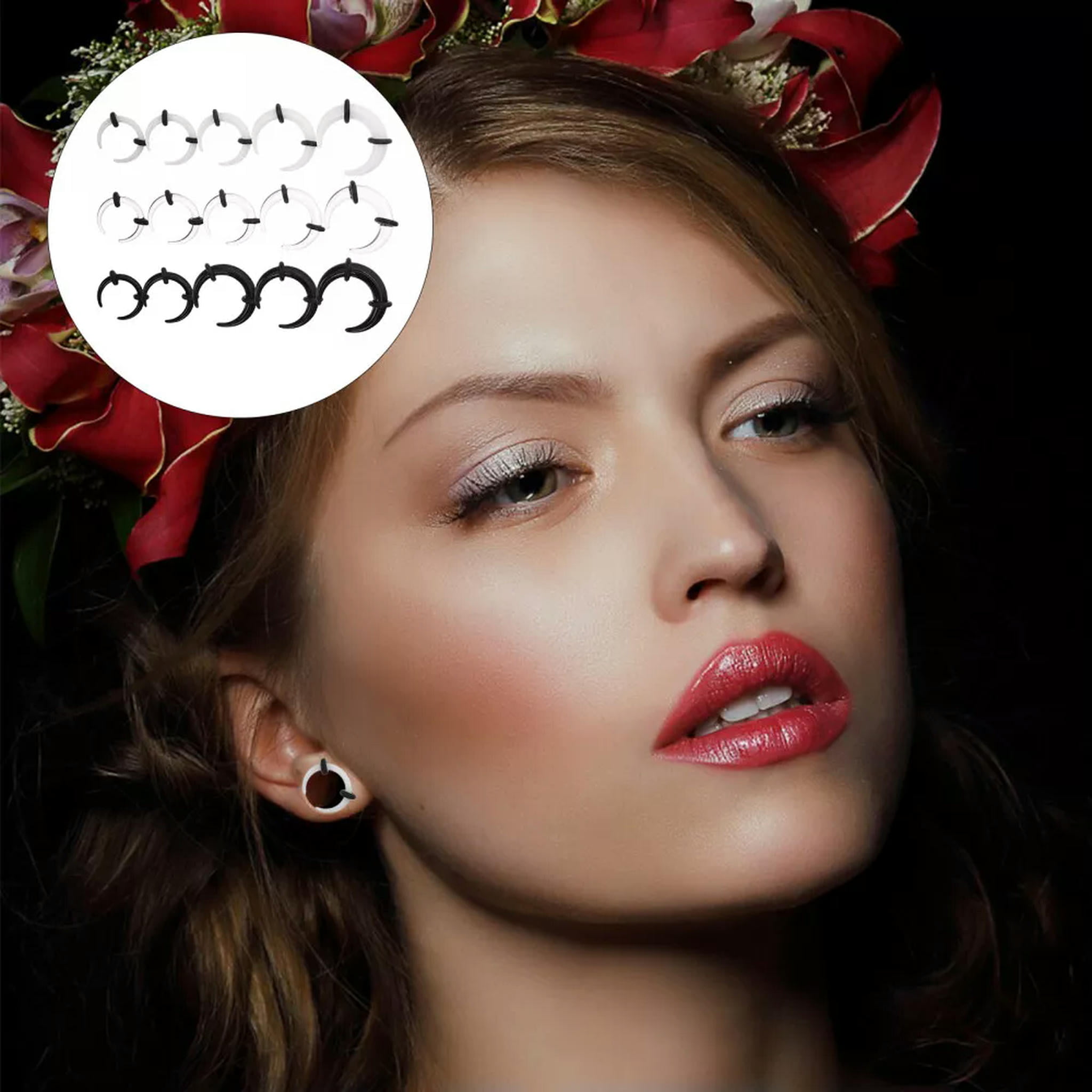K-KED 15 Pcs Transparent Ear Expansion Nose Ring Septum Horseshoe Hoop ...