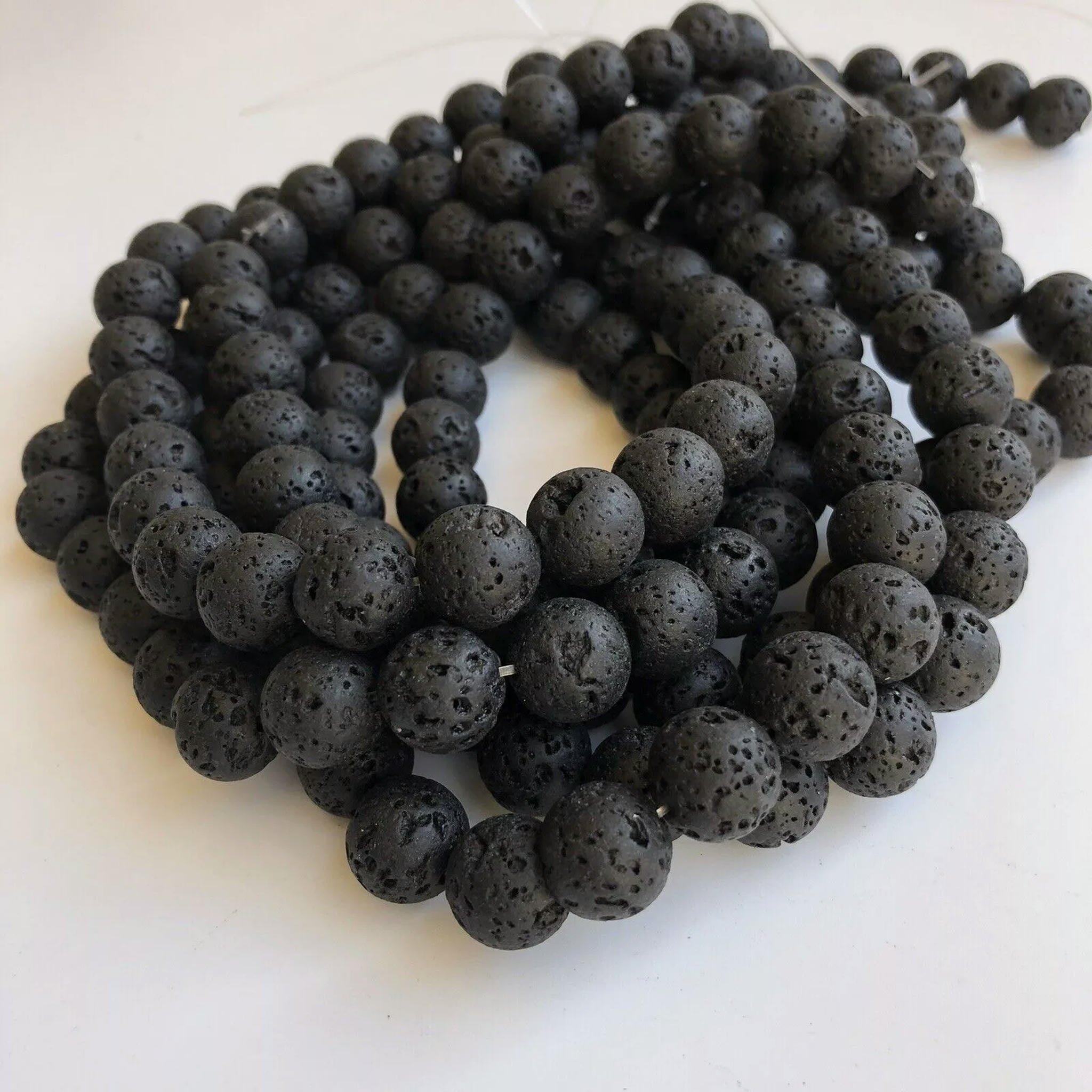 K-KED 15" Strand Black Lava Bead 12mm Natural Volcanic Round Gemstone Beads - Walmart.com