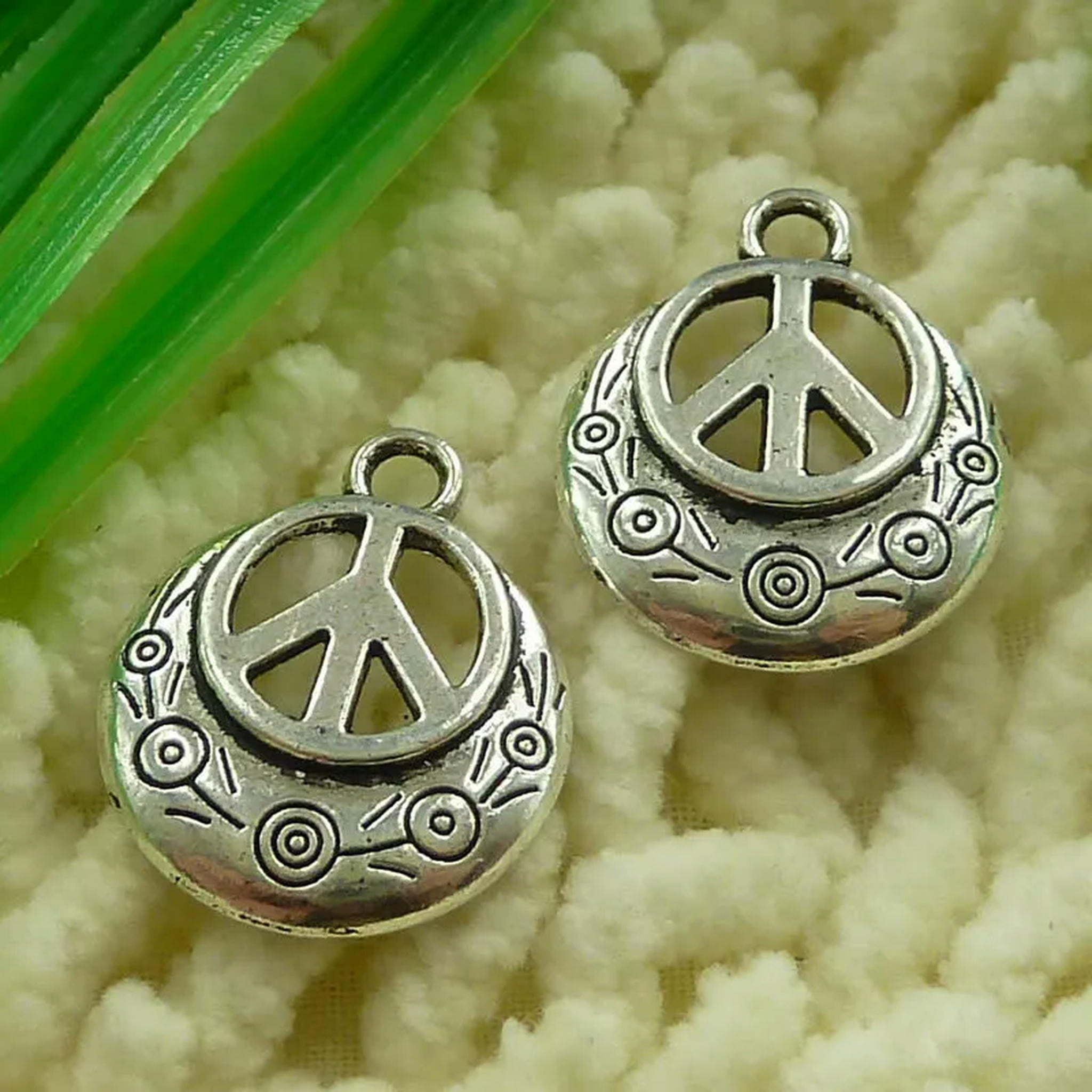 K-KED 150 Pcs Tibetan Silver Peace Symbol Charms 24X20MM S3041 DIY ...