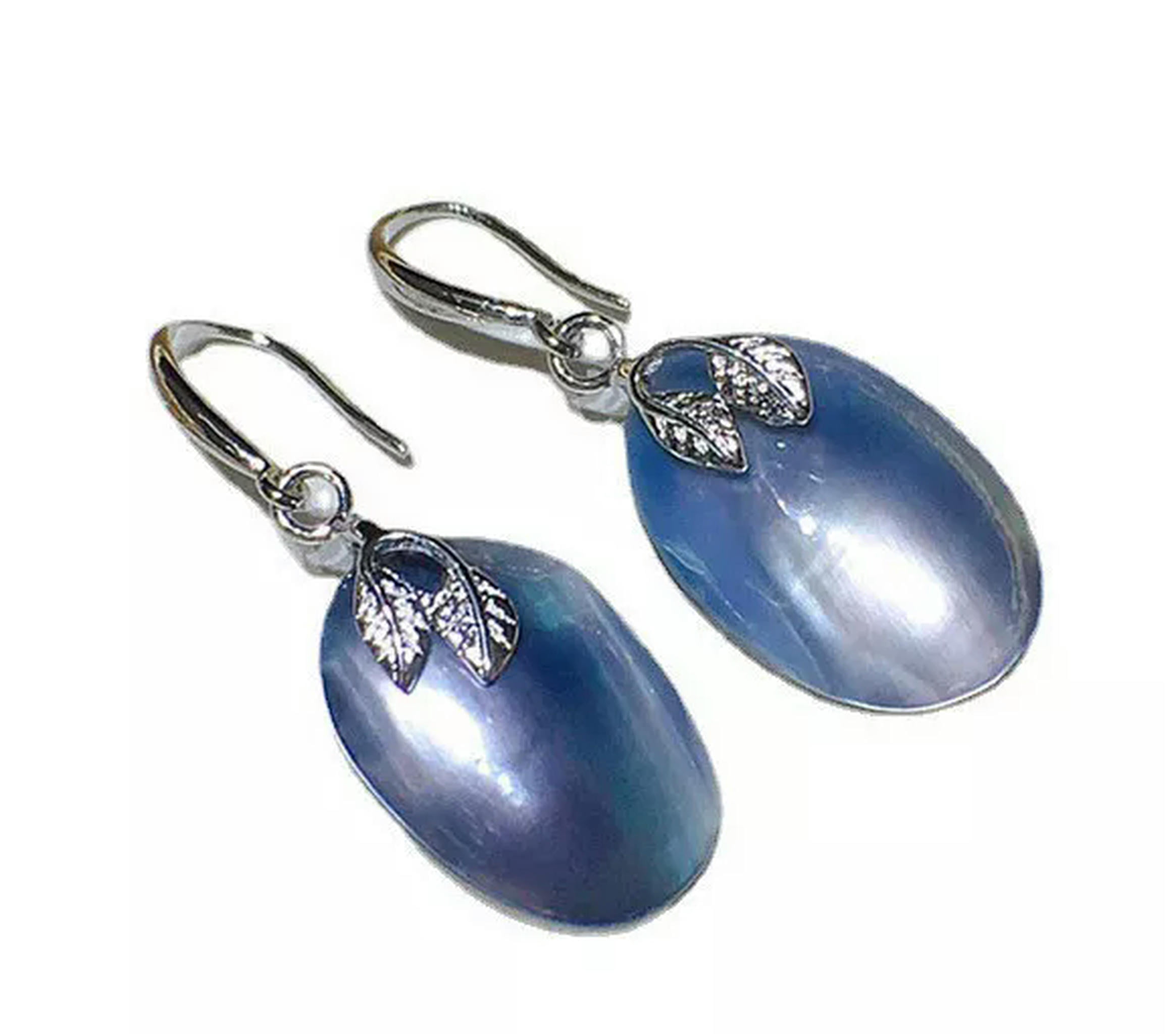 K-KED 18-20mm Cold Light Blue Marbee Stud Earrings 18K Filled Gold Stud ...