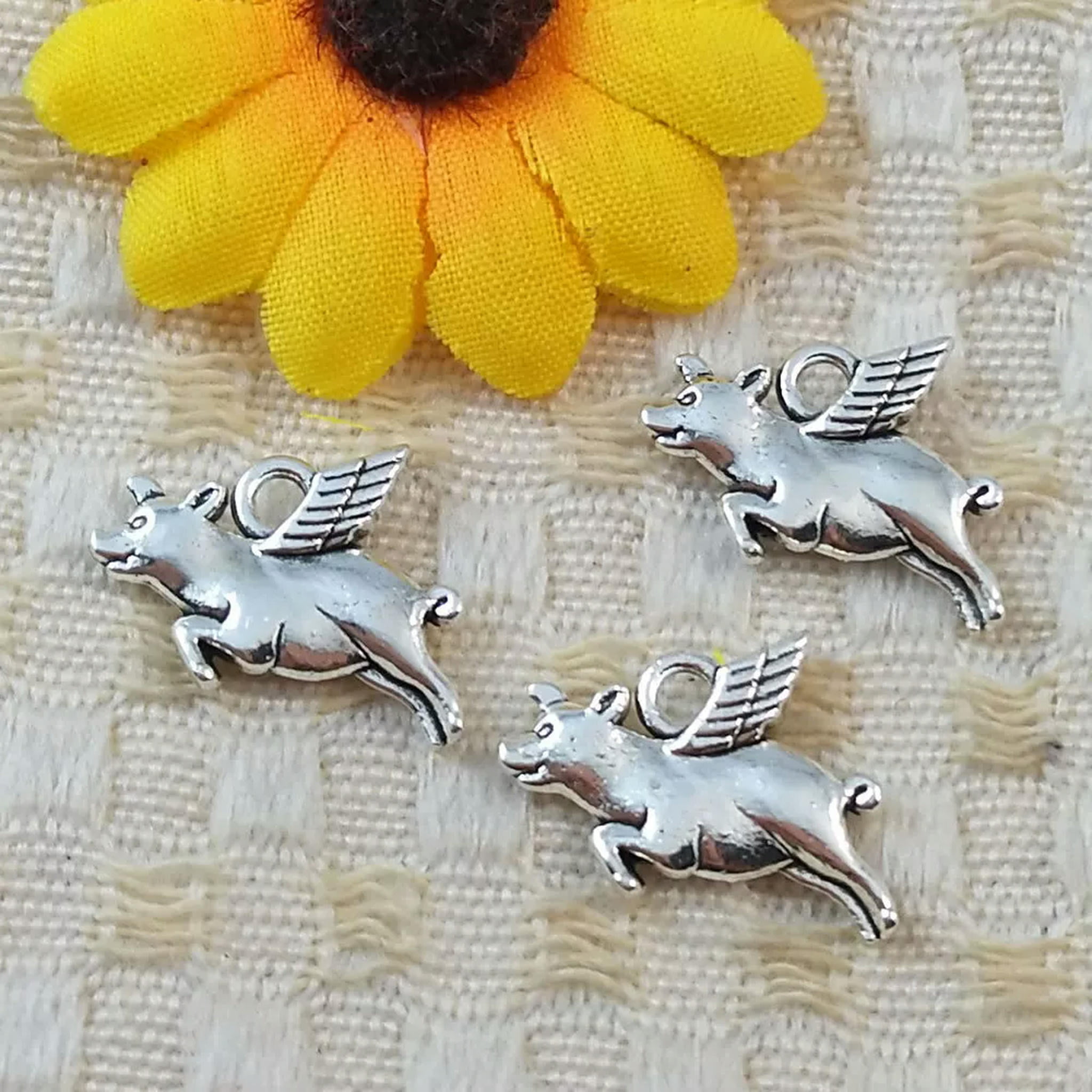 K-KED 180 Pcs Tibetan Silver pig Charms Pendant 12x18MM S5241 DIY ...