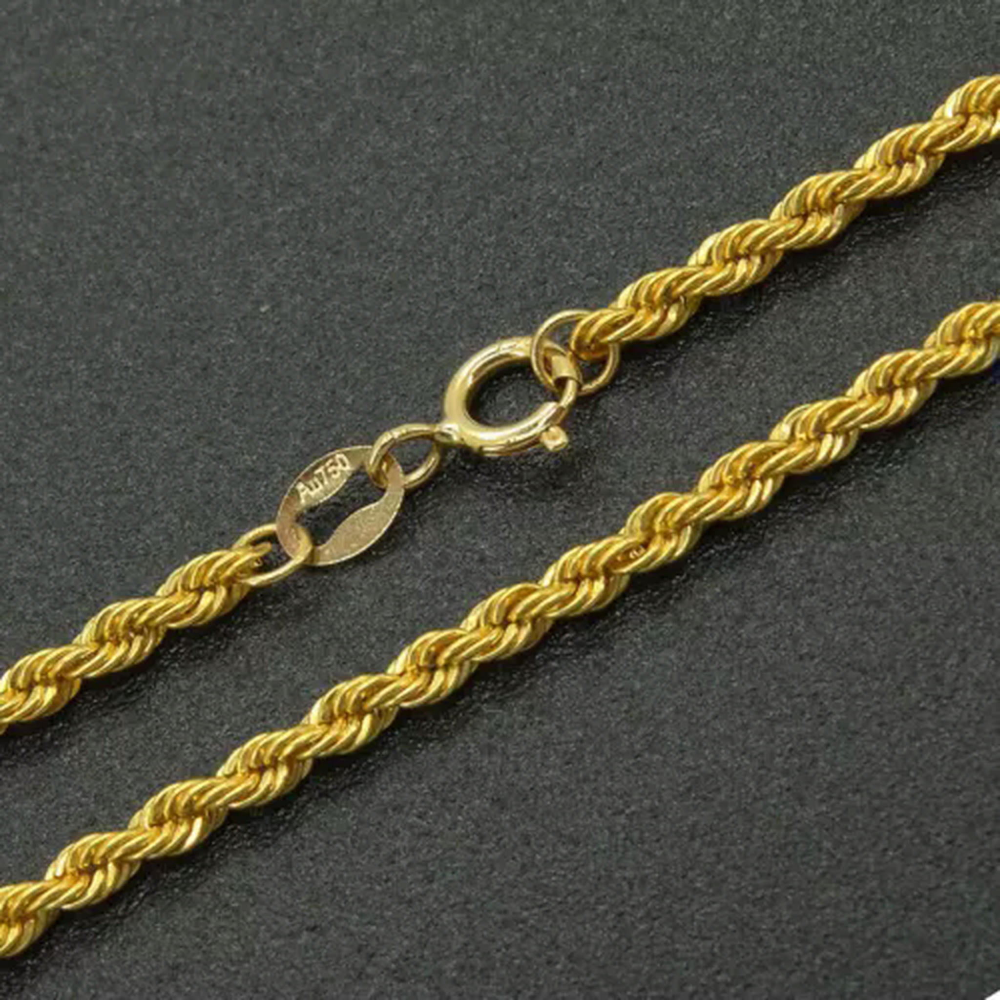 K-KED 18K Solid Gold Rope Chain Singapore Twist Necklace Men Women 2mm 16"-24"-50cm - Walmart.com