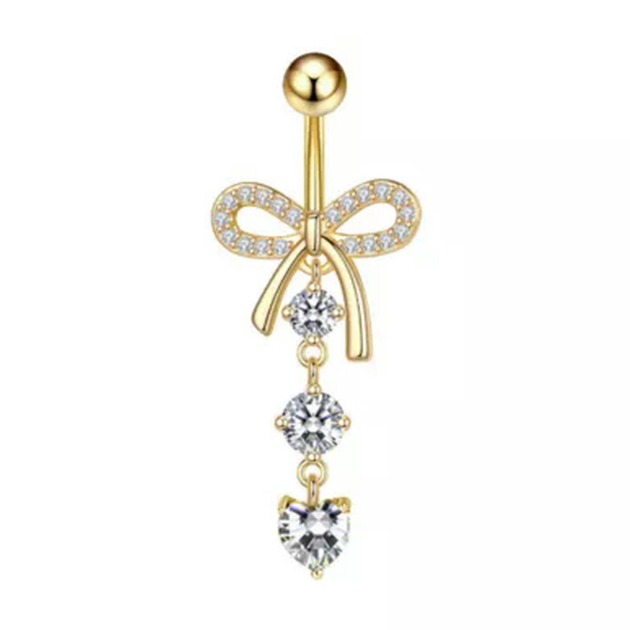 K-KED 1Pc Crystal Bow Navel Ring Women Barbell Body Piercing Navel ...