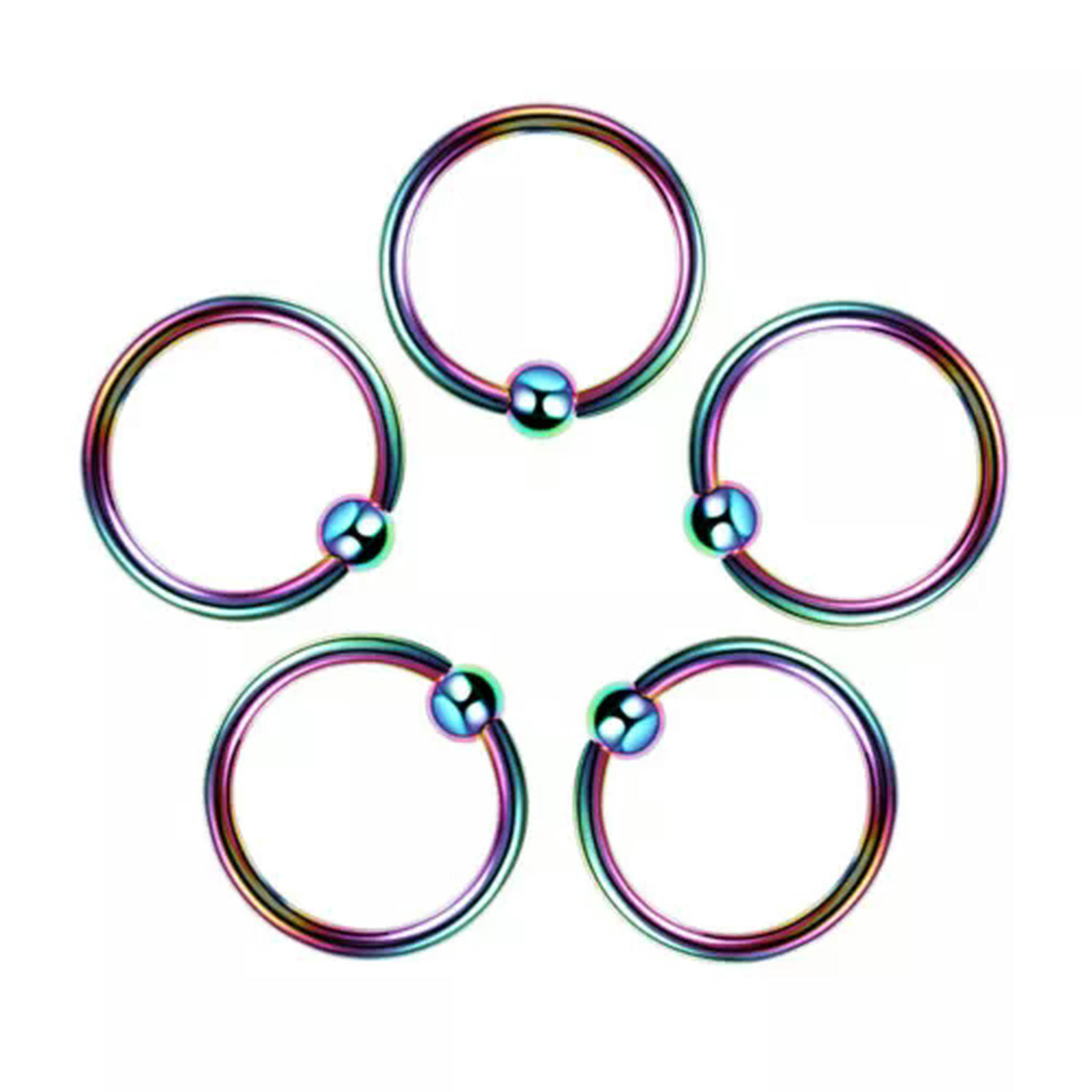 K-KED 1pc Fixed Ball Captive Bead Rings Nipple Helix Tragus Septum Ear ...