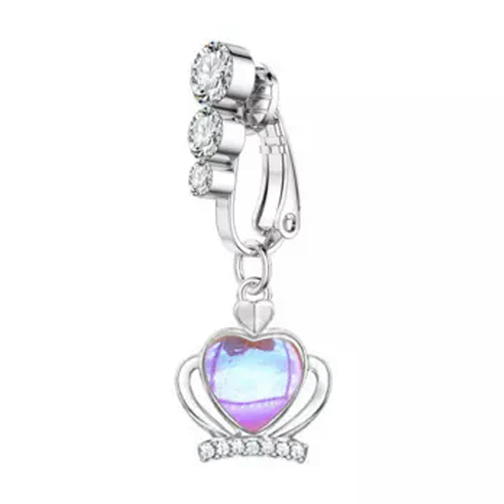 K-KED 1pc Girls CZ False Navel Ring Dangle Navel Belly Button Ring Moon ...