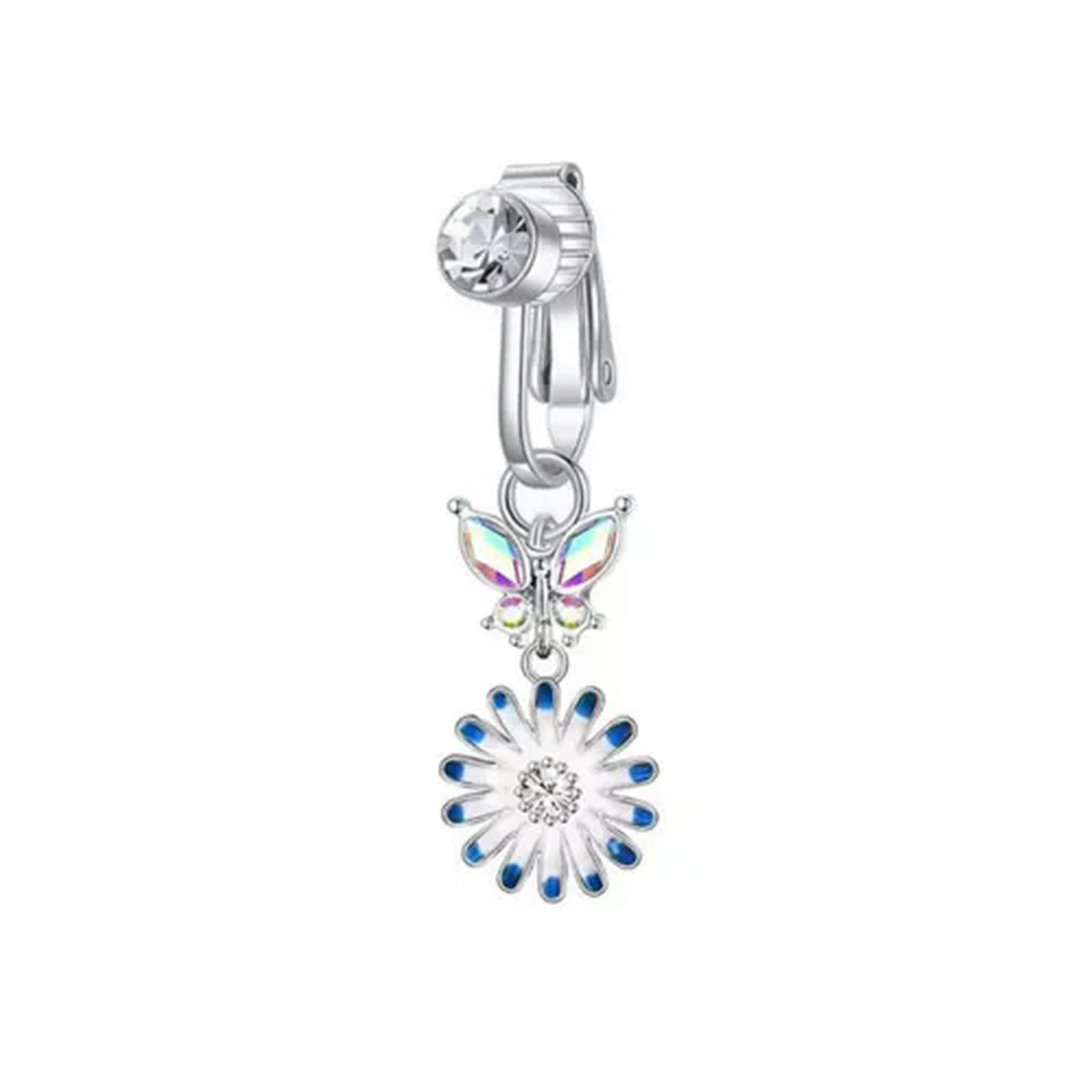 K-KED 1pc Girls Zircon False Belly Button Ring Dangle Navel Piercing ...