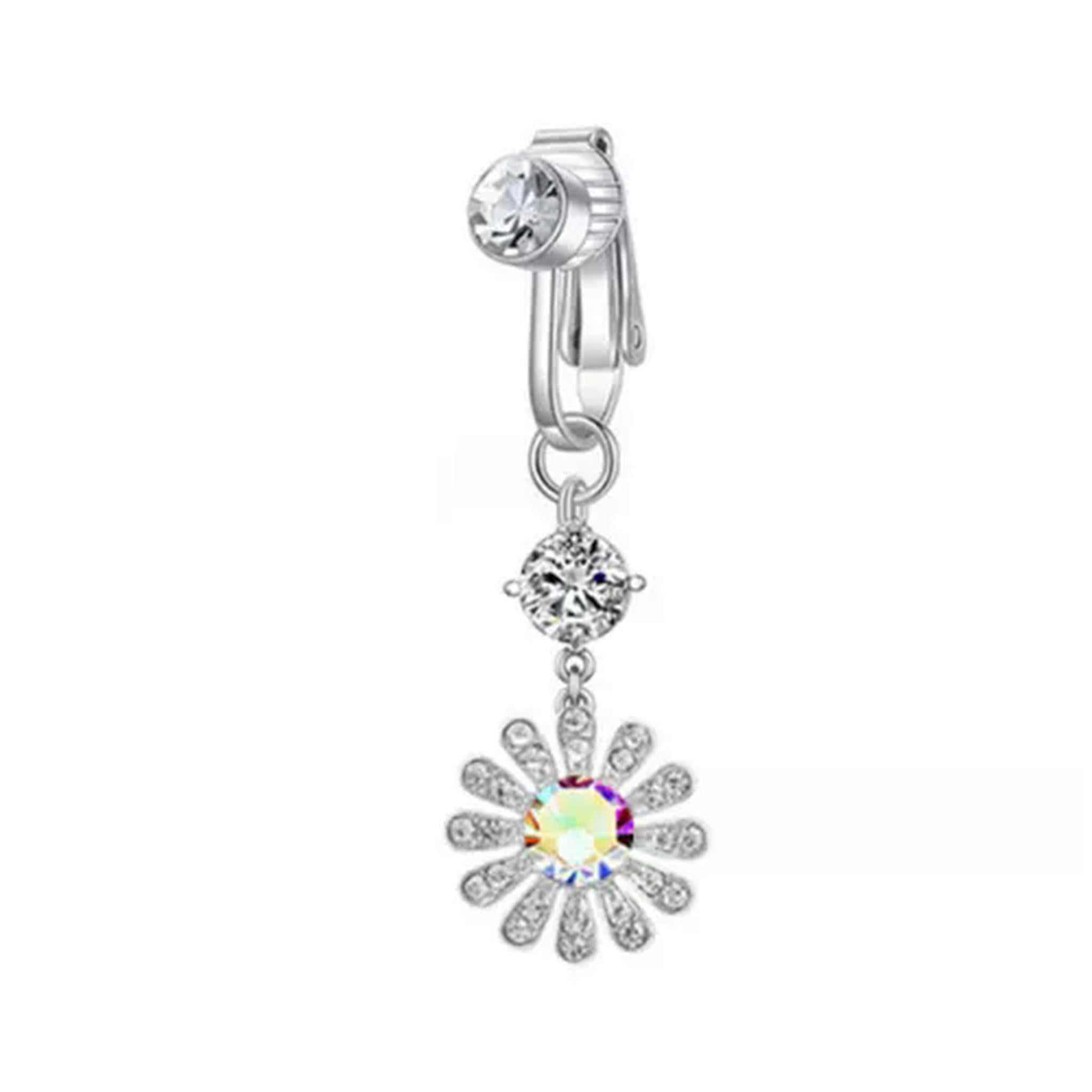 K-KED 1pc Girls Zircon False Belly Button Ring Dangle Navel Piercing ...