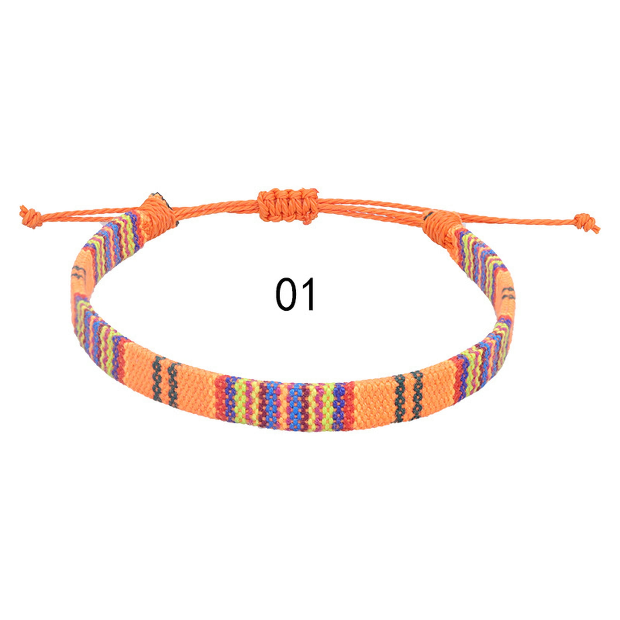 K-KED 2 Pcs Nepal Wind Cotton Linen Woven Cloth Art Rainbow Ankle Rope ...