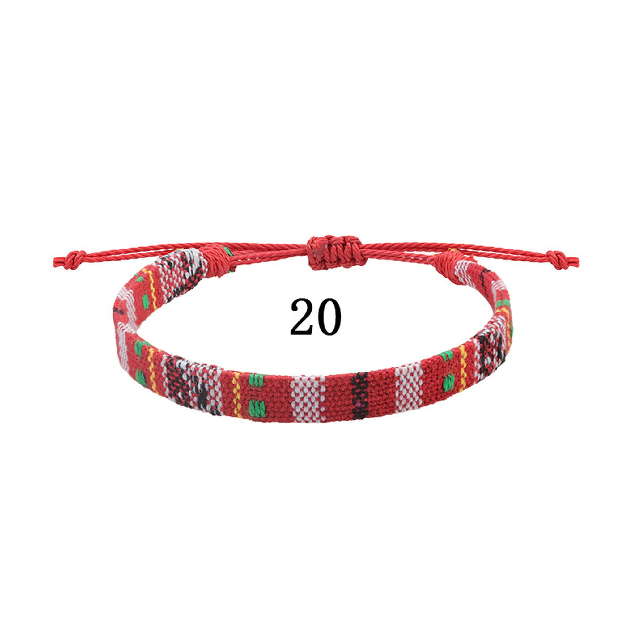 K-KED 2 Pcs Nepal Wind Cotton Linen Woven Cloth Art Rainbow Ankle Rope ...