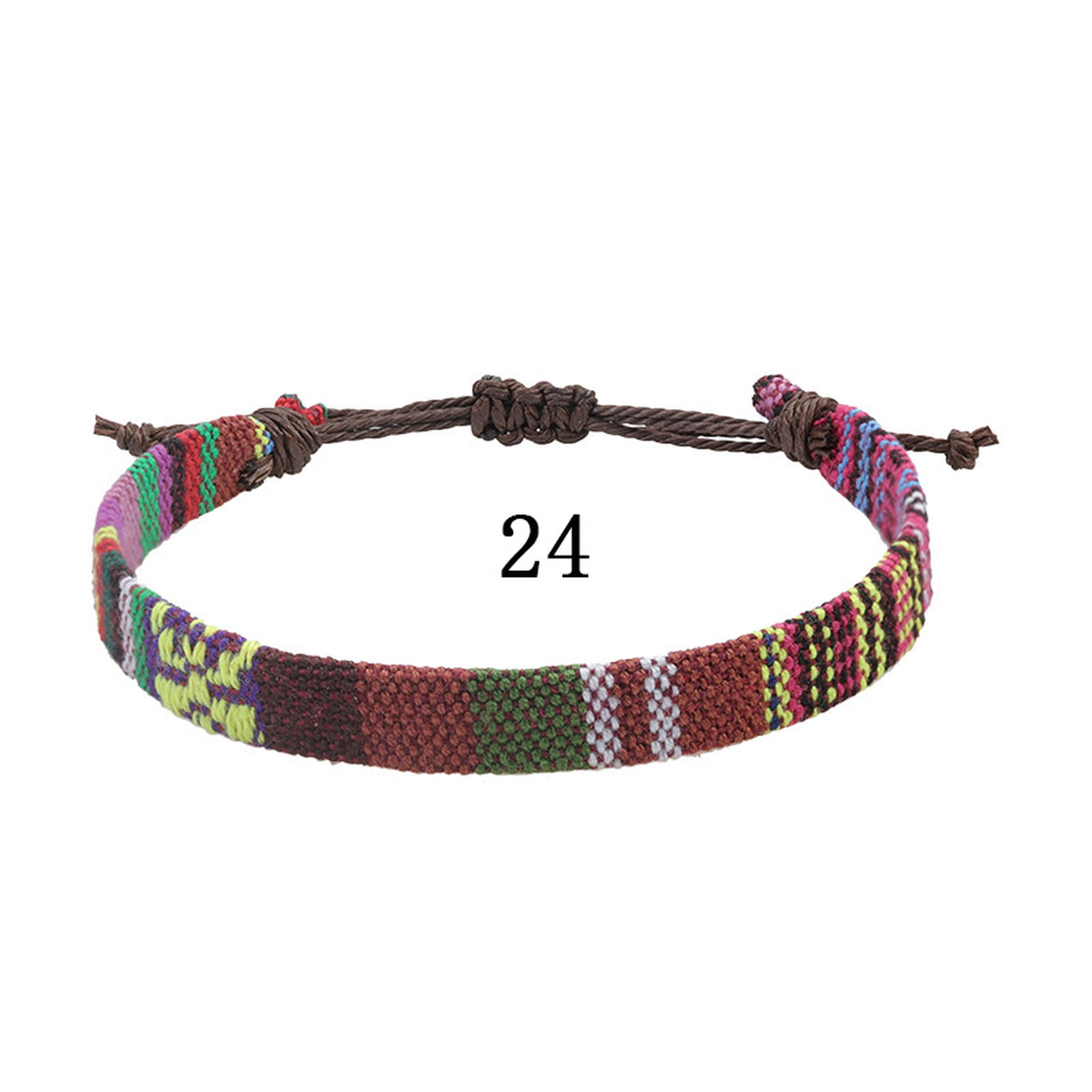 K-KED 2 Pcs Nepal Wind Cotton Linen Woven Cloth Art Rainbow Ankle Rope ...